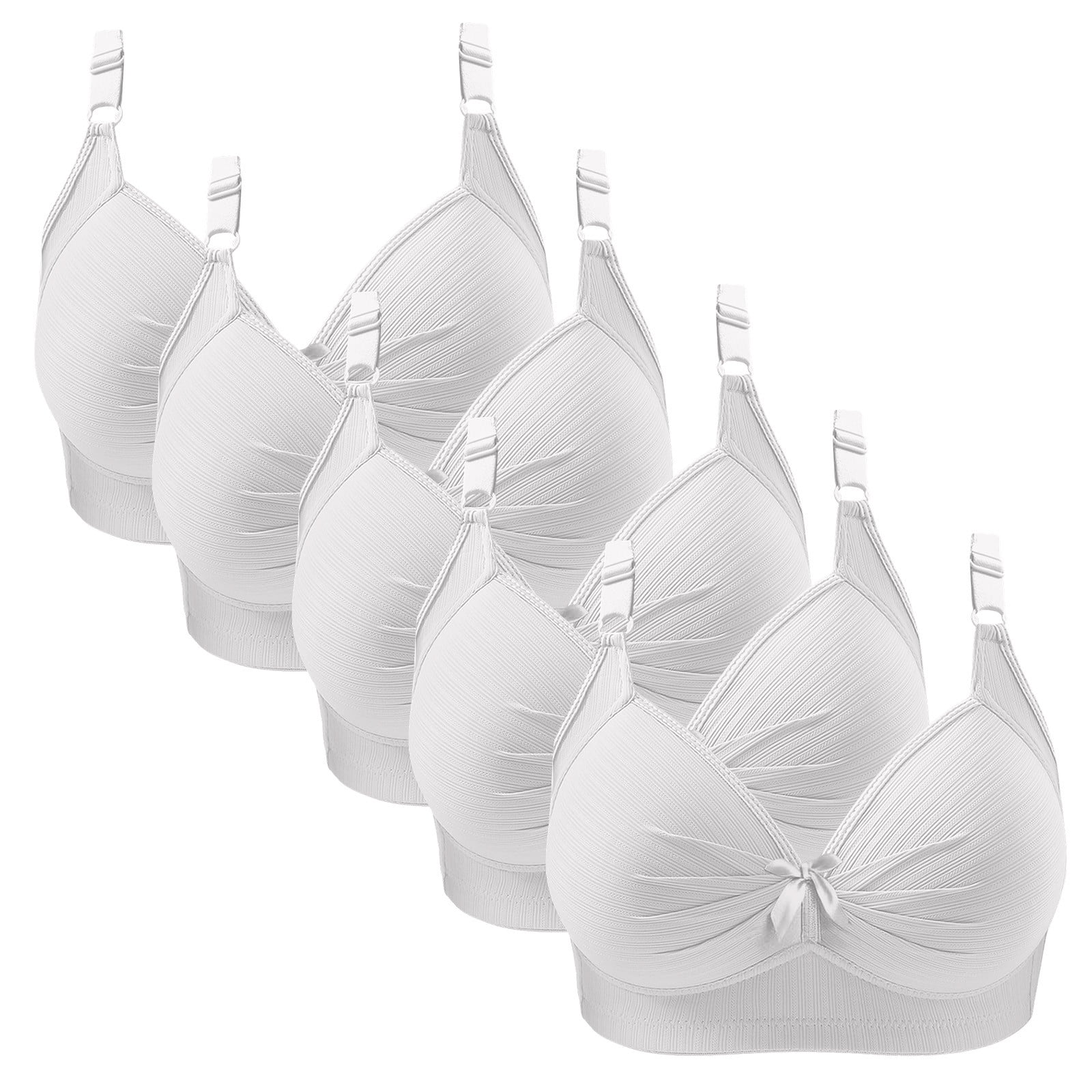 Busydd Plus Size Bras for Women 5PC Comfy Oversized Push up Bra Solid ...