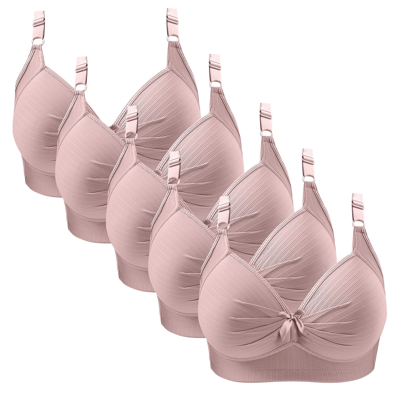Busydd Plus Size Bras for Women 5PC Comfy Oversized Push up Bra Solid ...