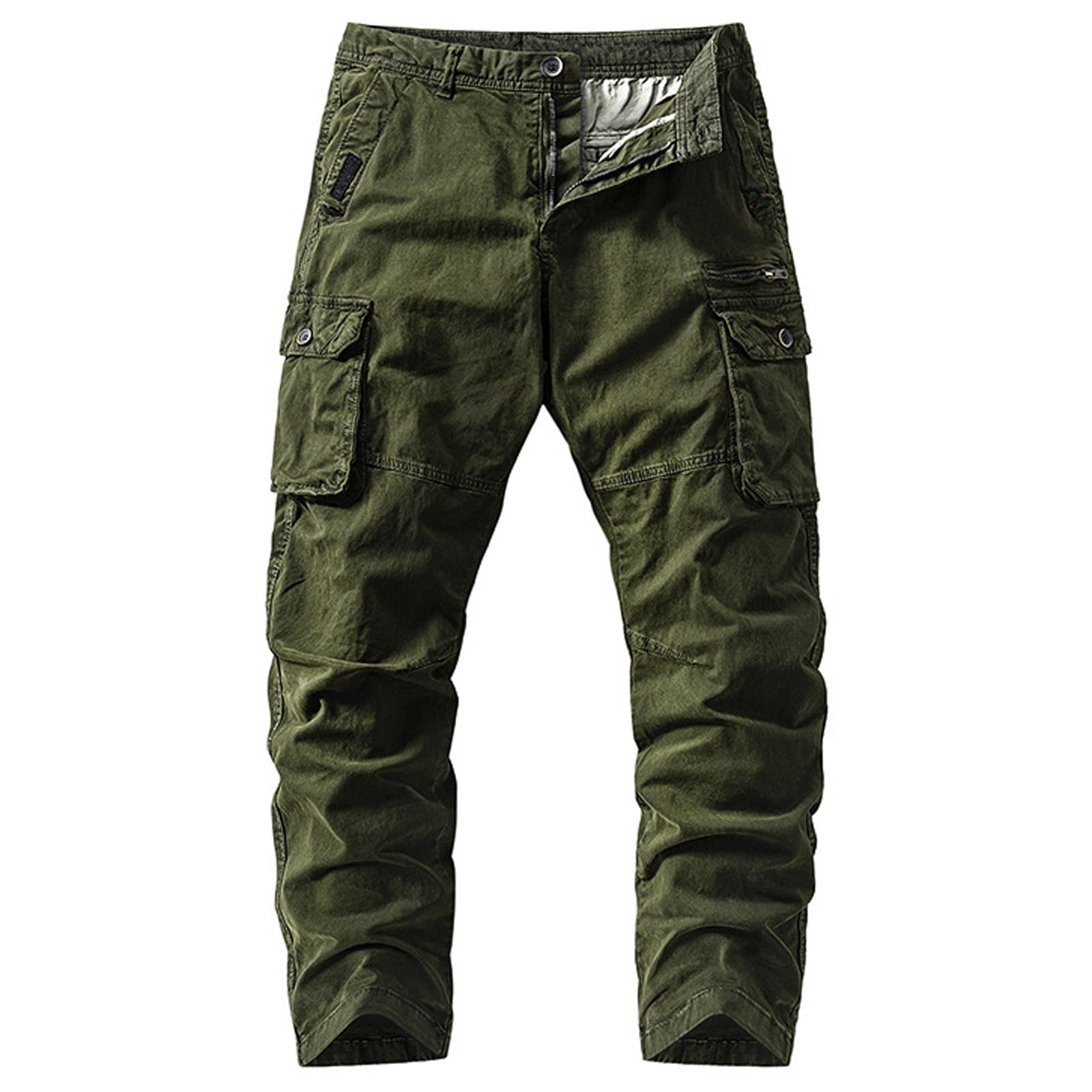 Busydd Plus Size Cargo Pants for Men Solid Color Zipper Work Pants for ...