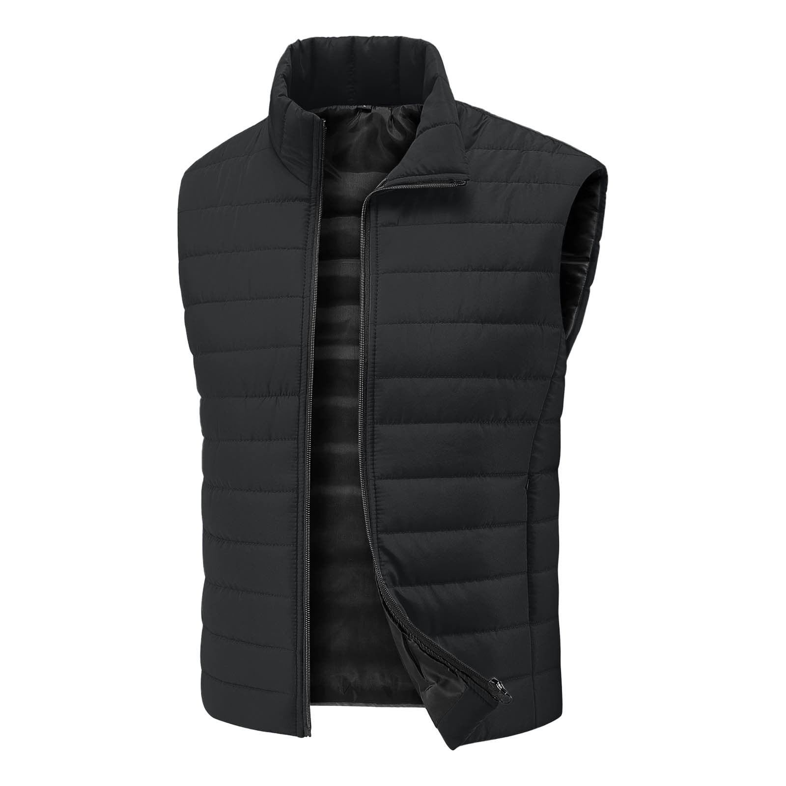 Busydd Plus Size Down Vest Men Solid Color Warm Puffer Vest Casual ...