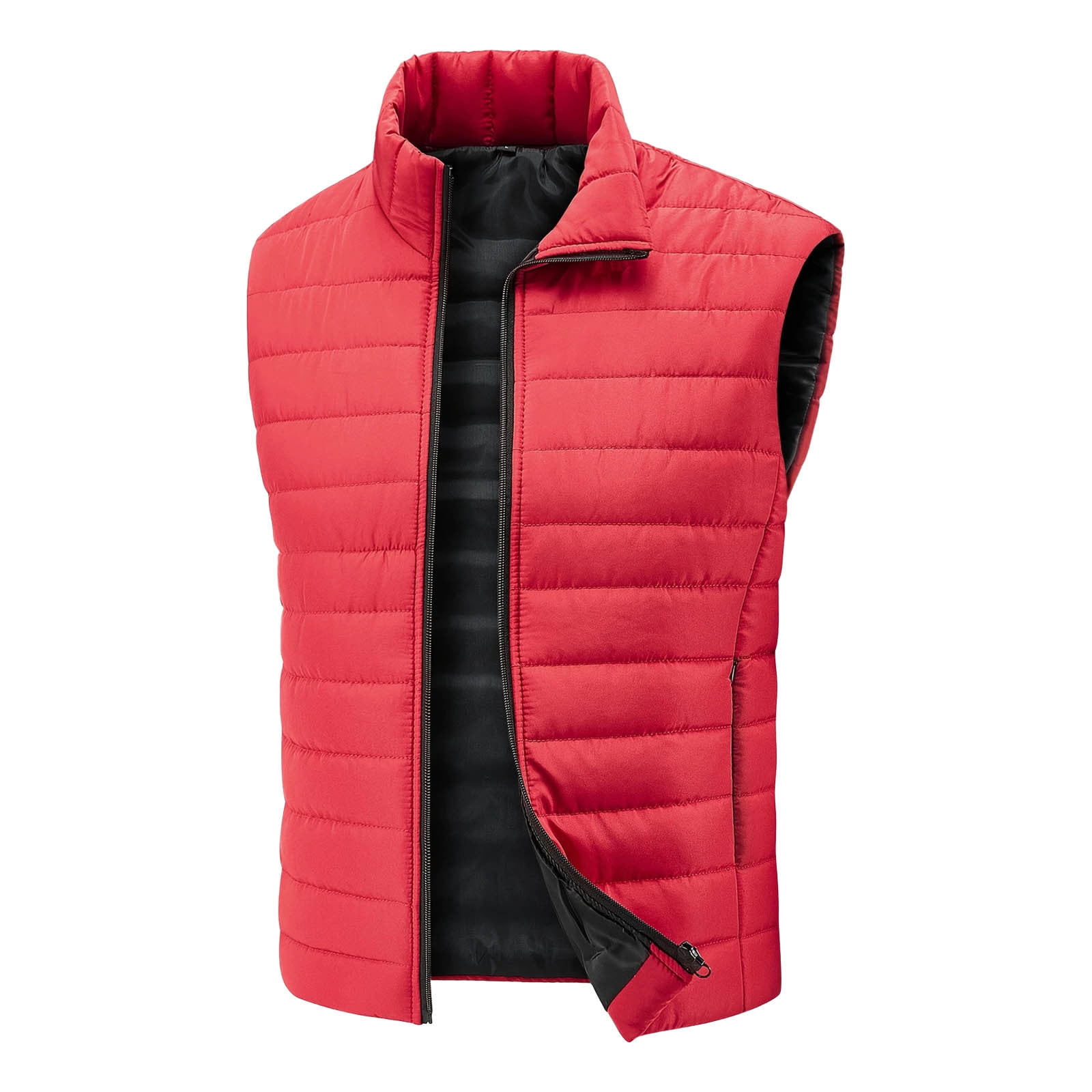 Busydd Plus Size Down Vest Men Solid Color Warm Puffer Vest Casual ...