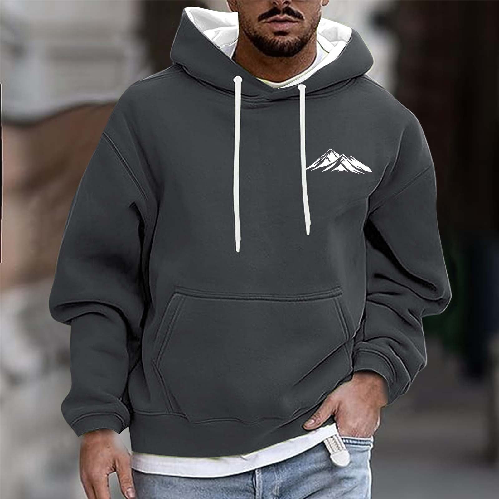 Busydd Plus Size Hoodies for Men Trendy Print Long Sleeve Mens Hoodies ...