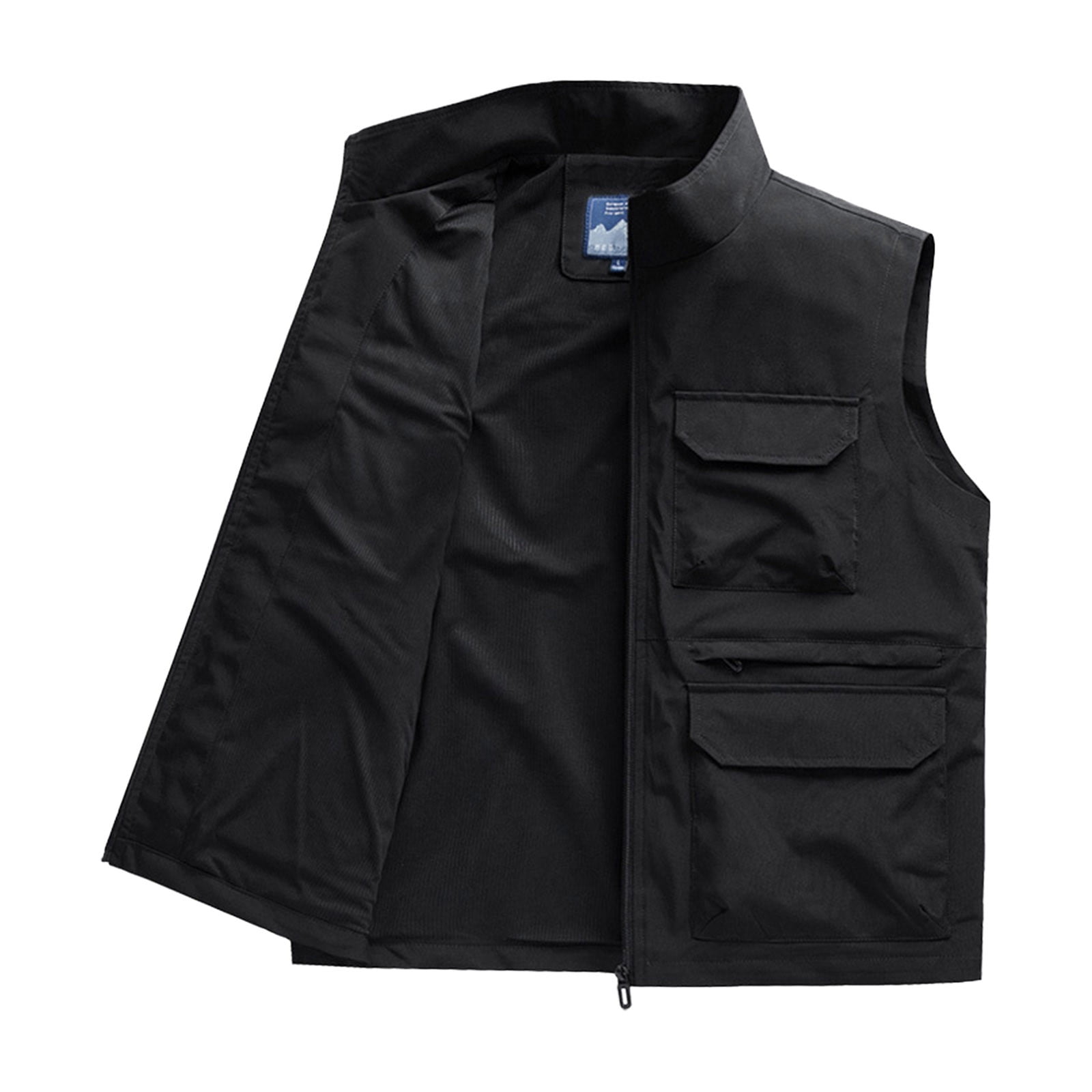 Busydd Plus Size Men's Vest Solid Color Sleeveless Outdoor Hiking Vest ...
