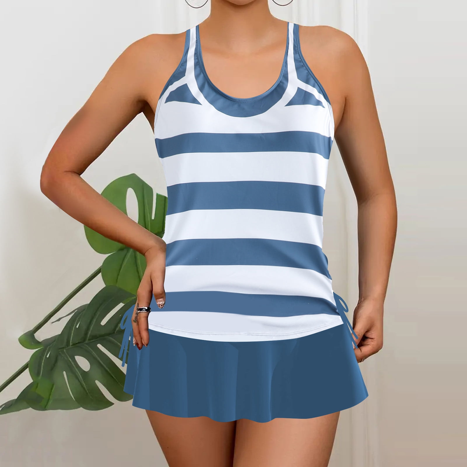 Busydd Plus Size Swimsuit for Women S-5XL Two Piece Tankini Bathing ...