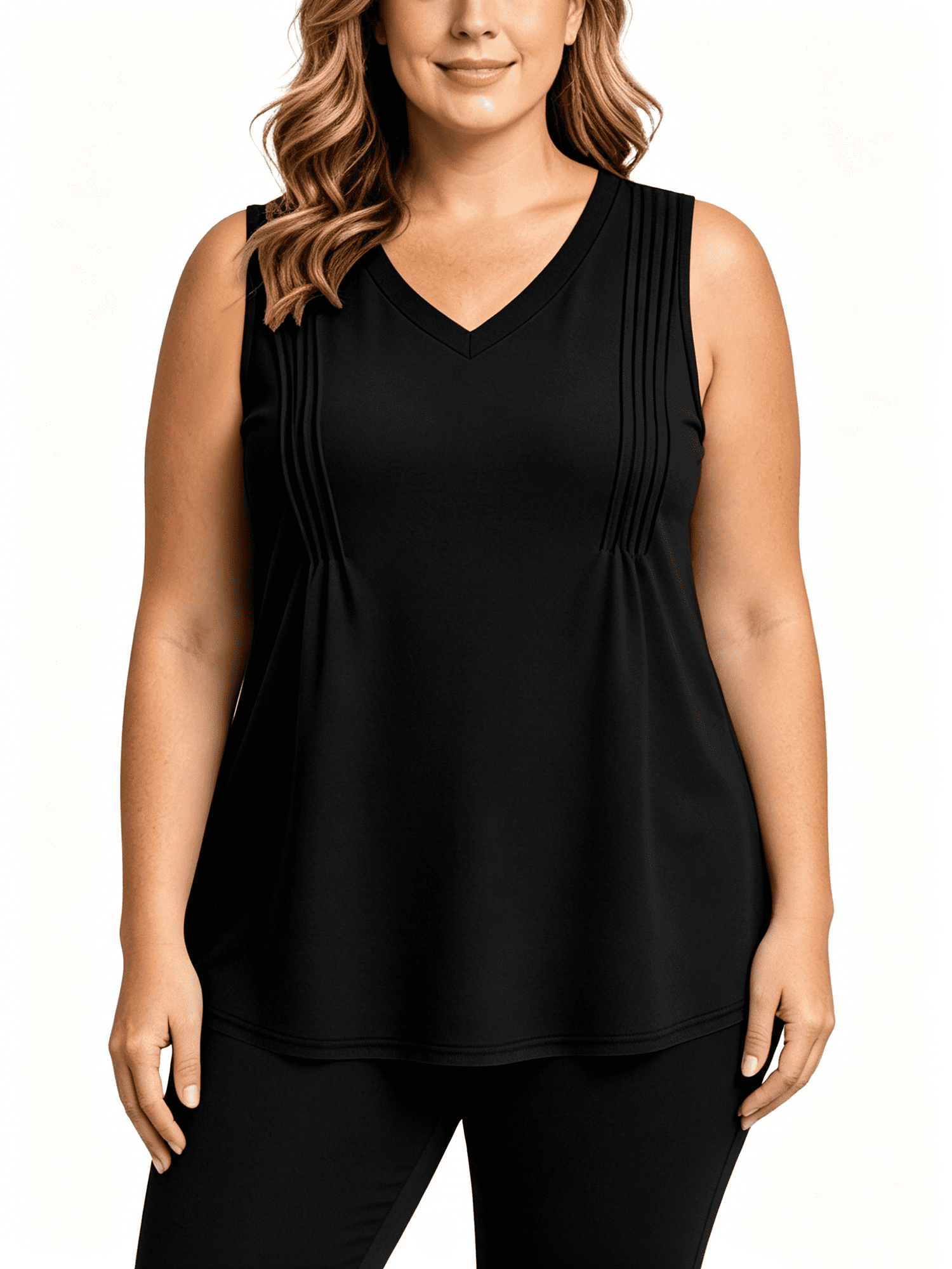 Busydd Plus Size Womens Tank Tops Solid Color Sleeveless Summer Tops ...