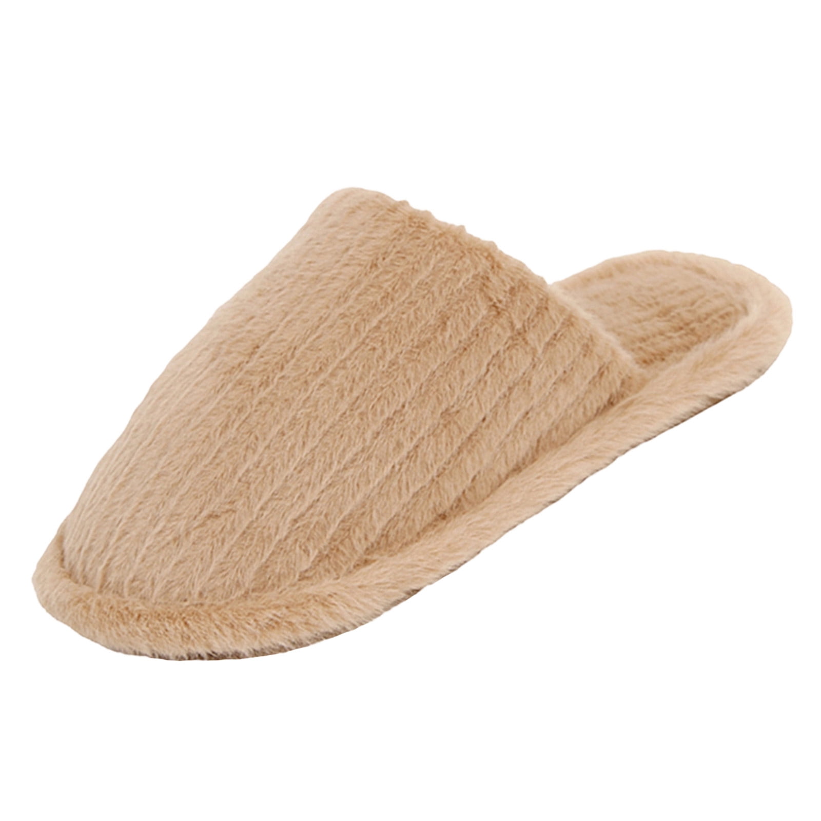 Busydd Ribbed Plush House Slippers for Women Comfortable Slip on Closed ...