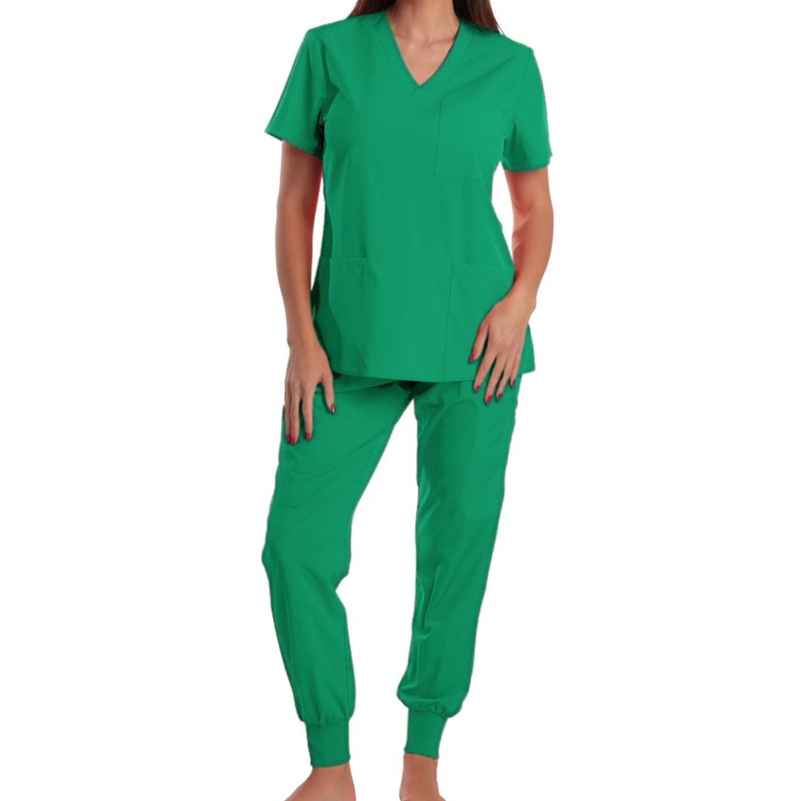 Busydd Scrubs for Women Set V Neck Short Sleeve Scrubs Tops for Women ...