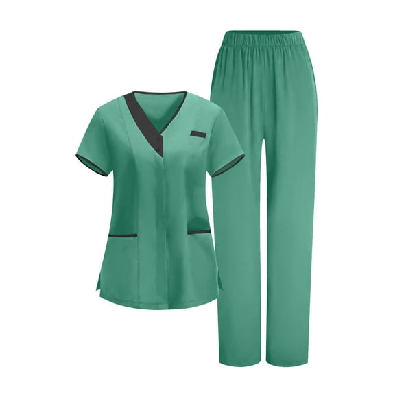 Busydd Scrubs for Women Fashion 2 Piece Colorblock Women Scrubs Sets V ...