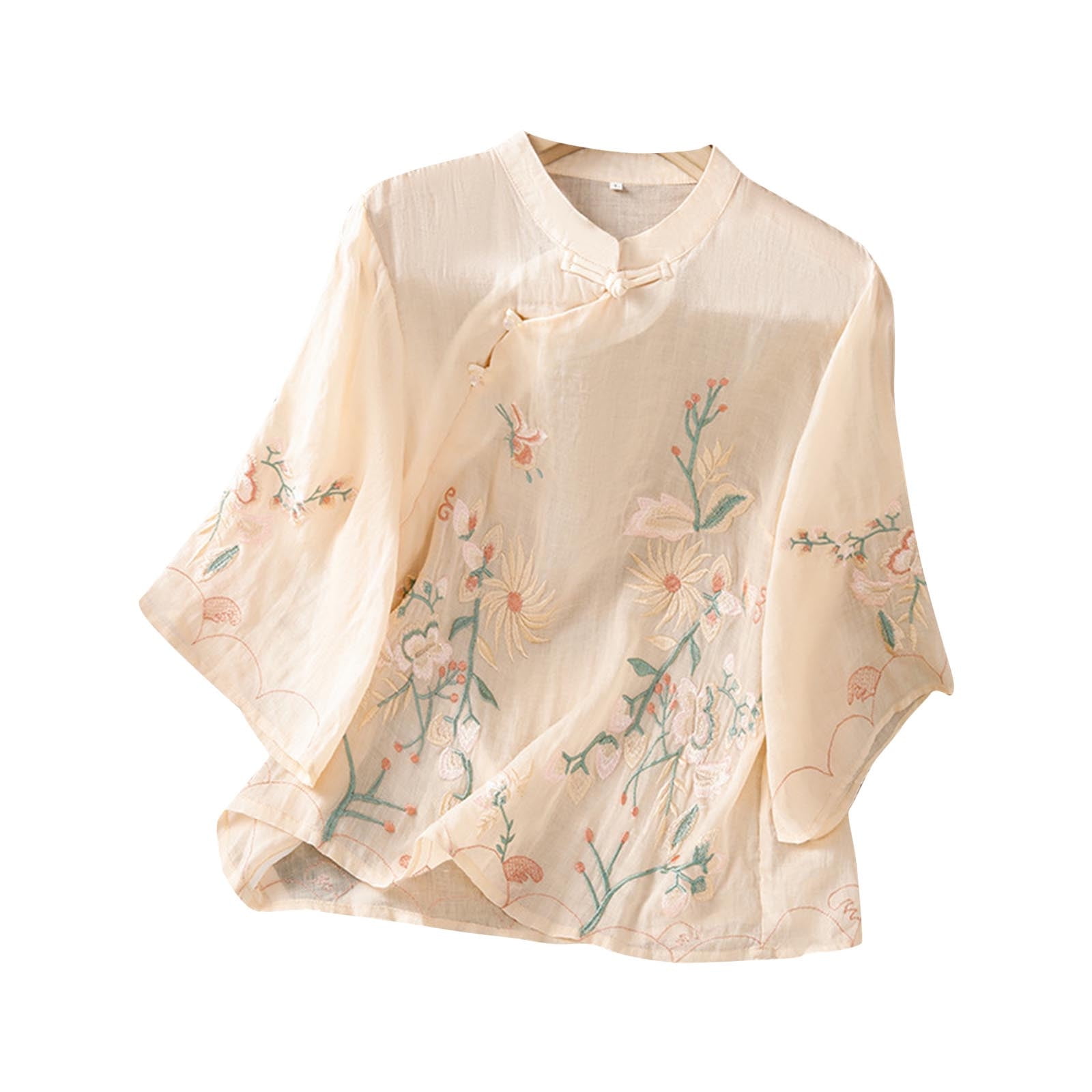 Busydd Spring Tops for Women M-2XL Trendy Solid Color Embroidered ...