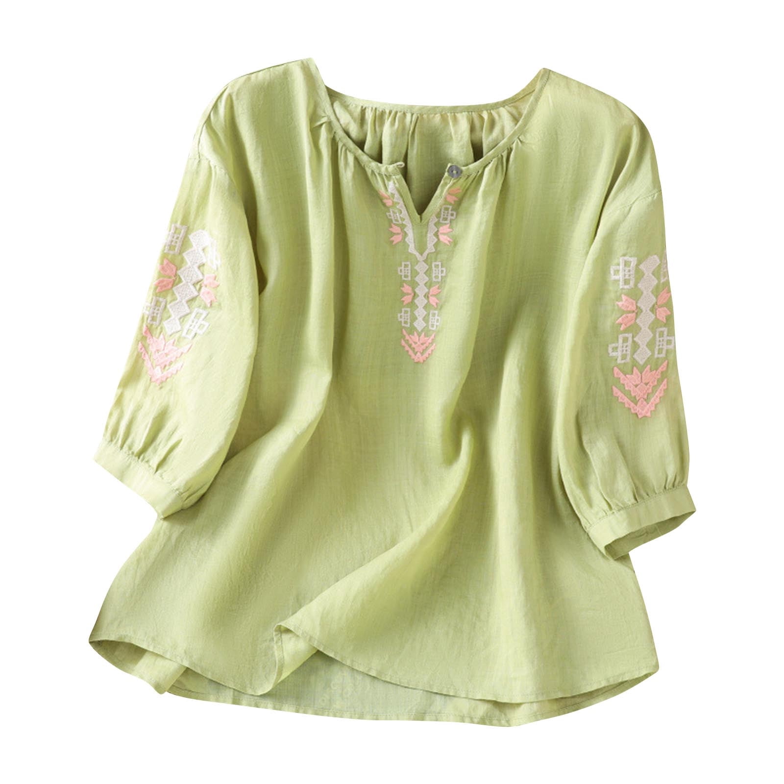 Busydd Spring Tops for Women Trendy Solid Color Embroidered Womens Tops ...