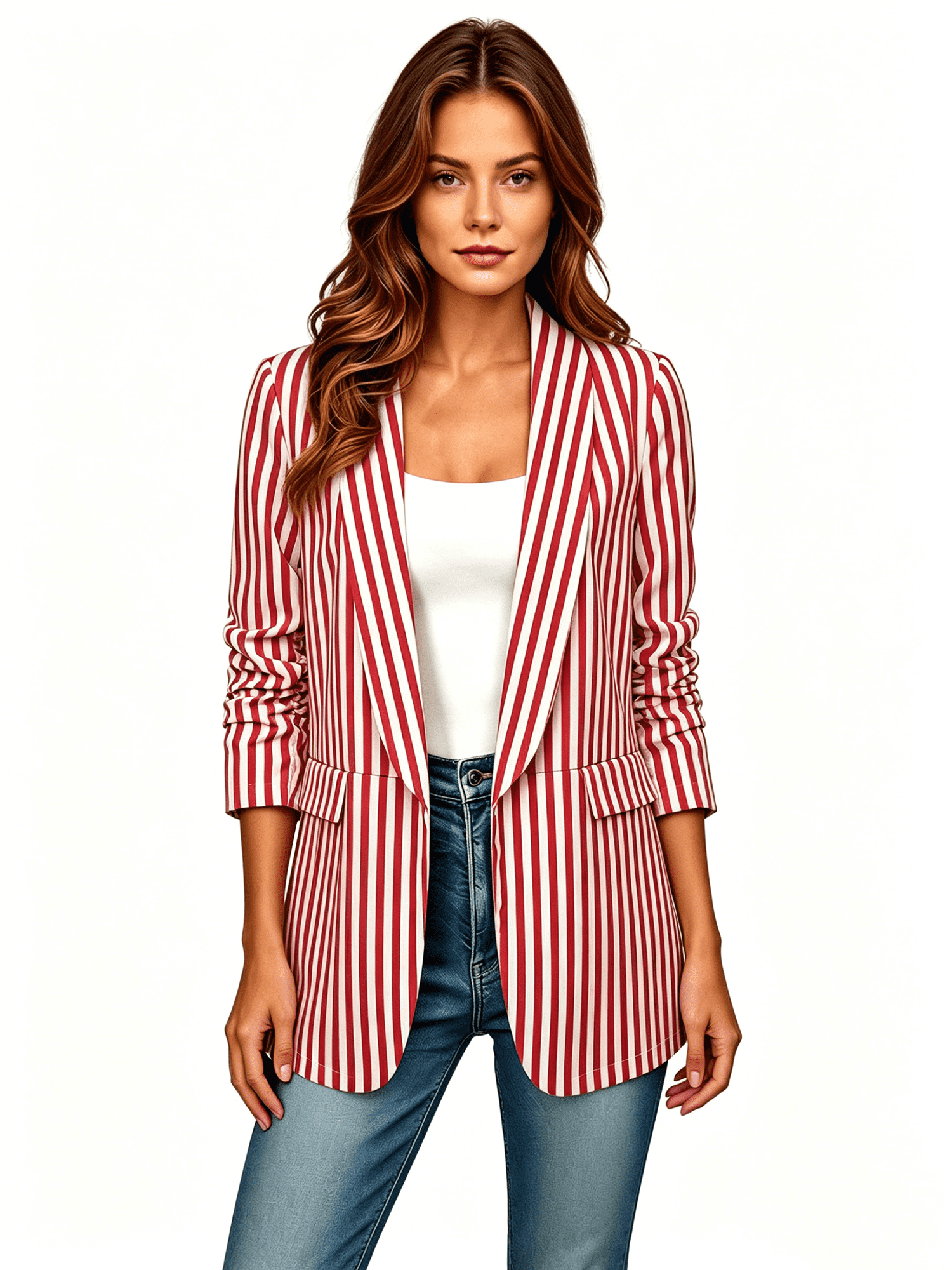 Busydd Striped Blazers for Women Long Sleeve Open Front Suit Jackets ...
