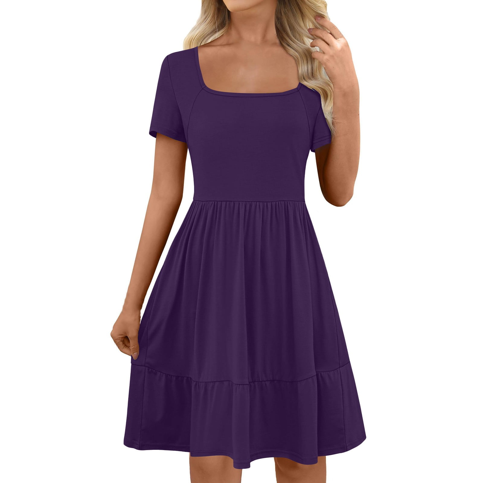 Busydd Summer Dresses for Women 2025 Solid Color Sundresses for Women ...