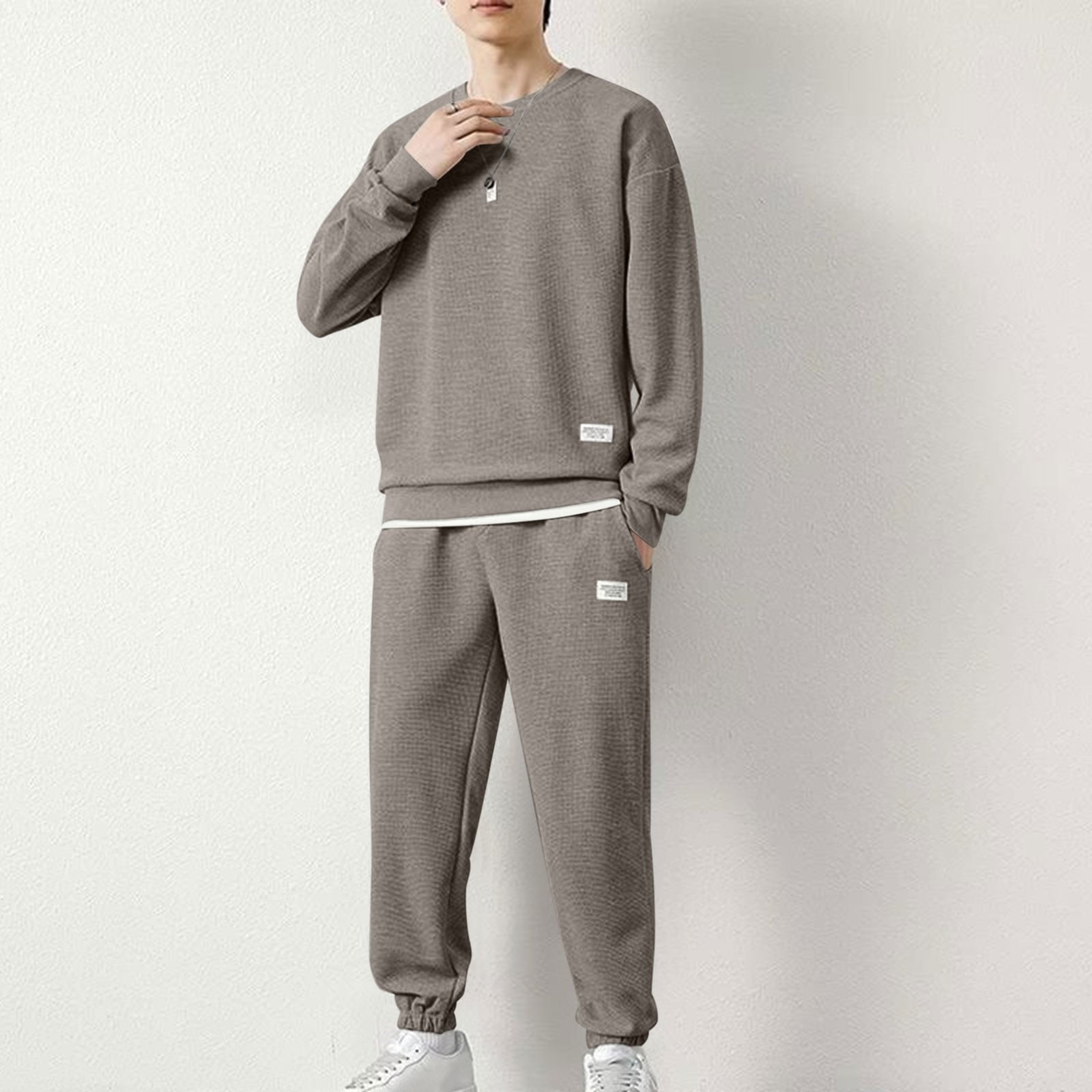 Busydd Sweatsuits for Men Casual Solid Color 2 Piece Set for Men Long ...