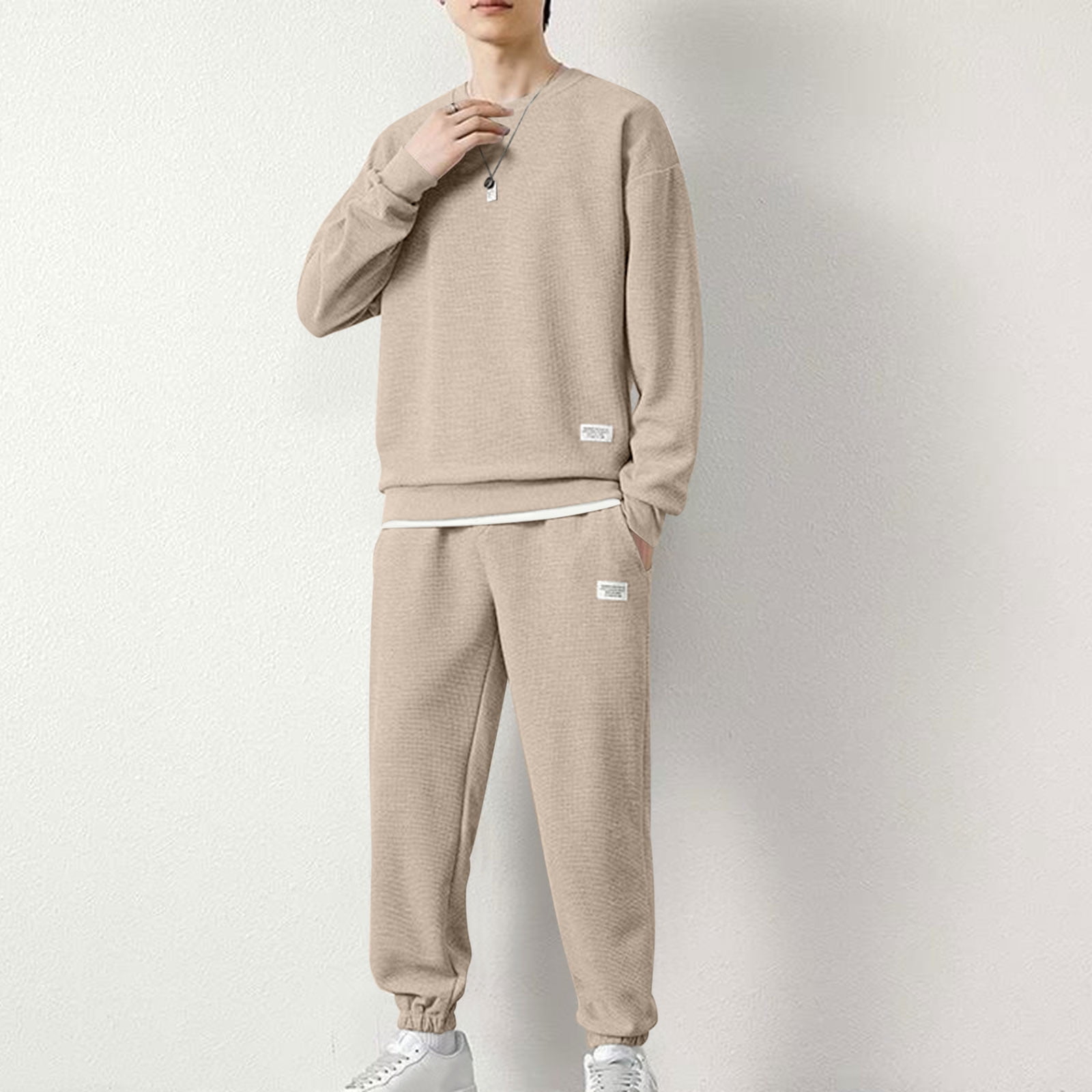 Busydd Sweatsuits for Men Casual Solid Color 2 Piece Set for Men Long ...