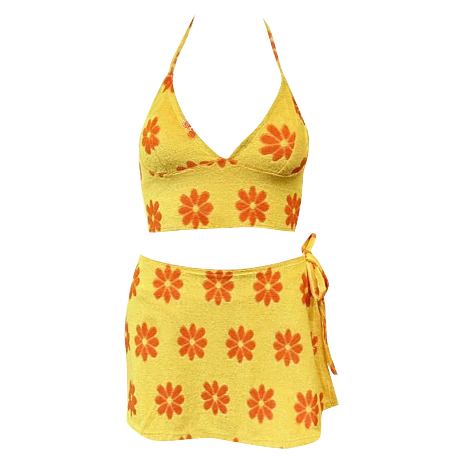 Busydd Swim Suits for Women V Neck Halter Bikini Swimsuits with Beach ...