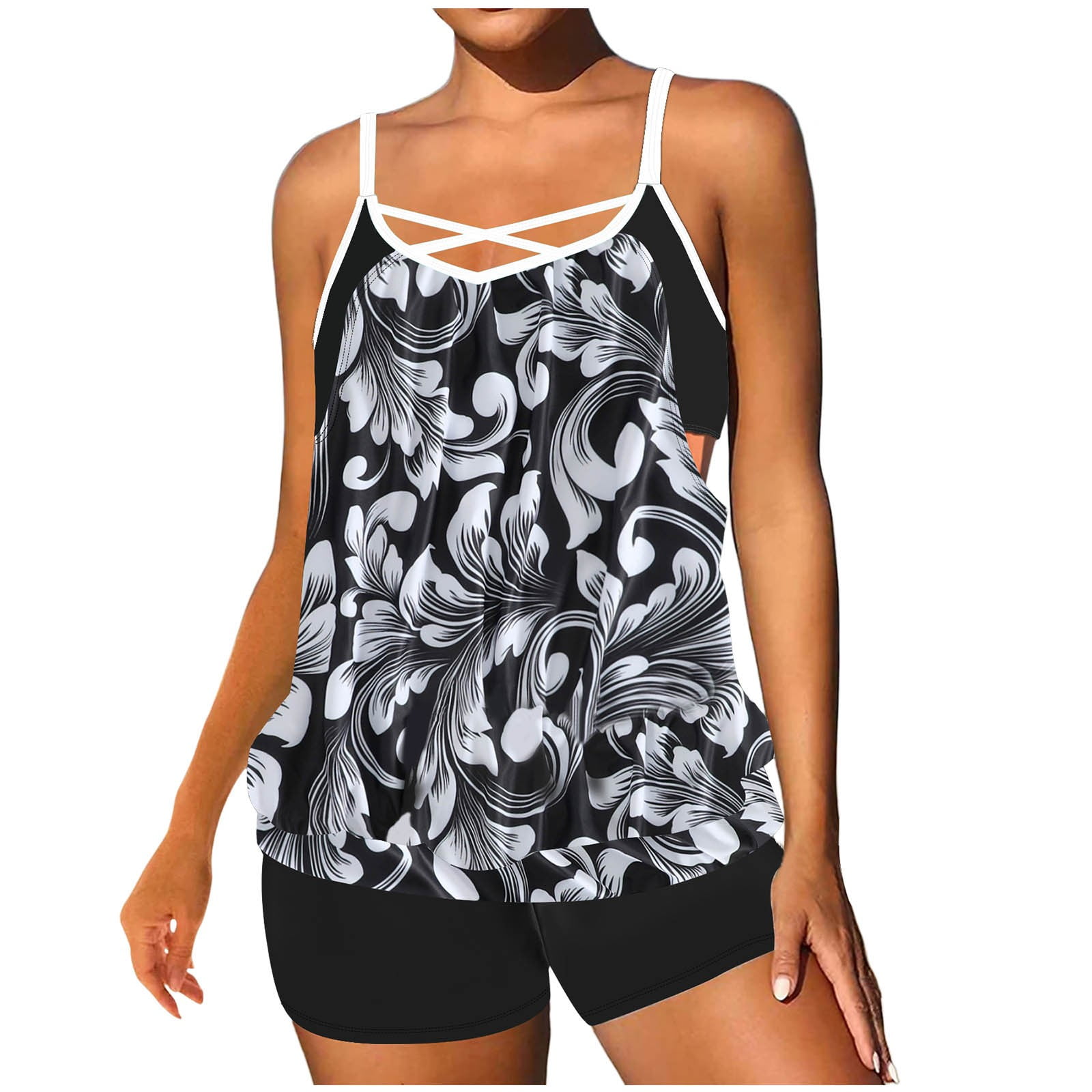 Busydd Swim Suits for Women Trendy Floral Print Tankini Bathing Suits ...