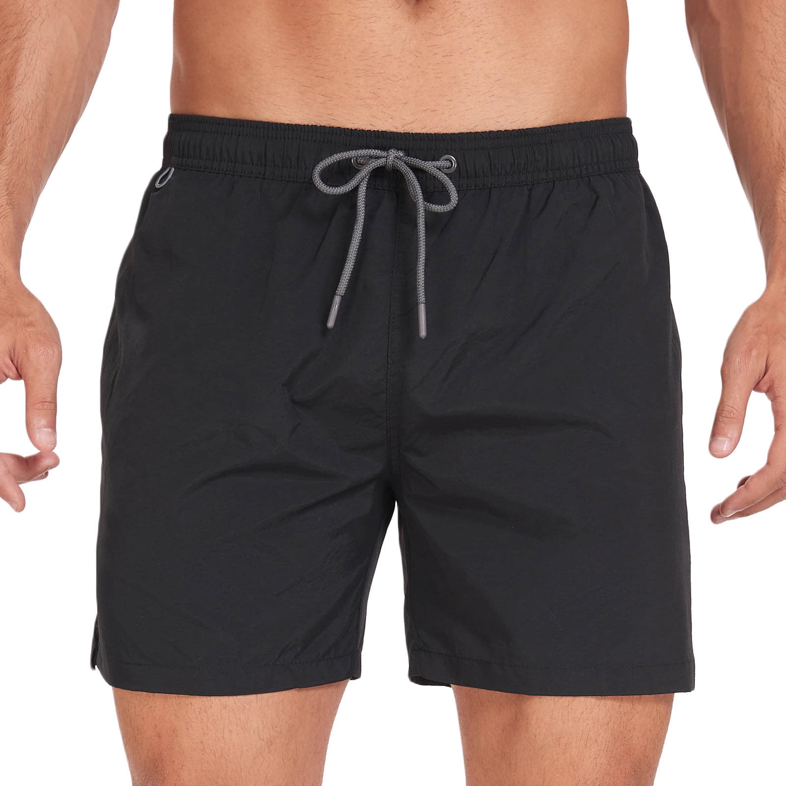 Busydd Swim Trunks Men Elastic Waist Drawstring Mens Shorts Casual Summer Beach Solid Color Swim ...