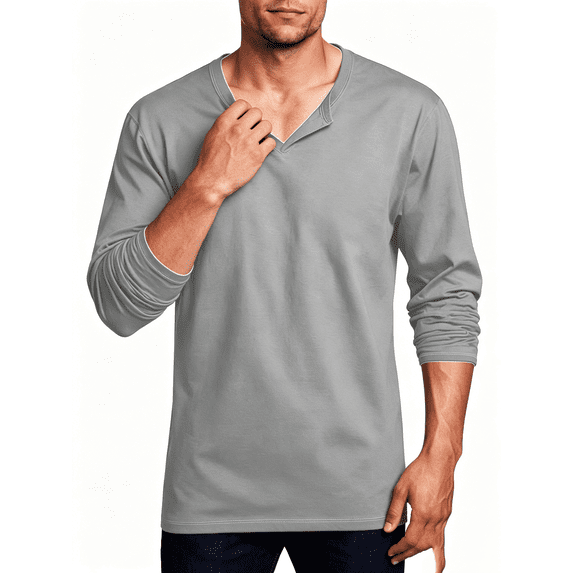 Busydd T Shirts for Man Trendy Versatile V Neck Long Sleeve Tee Shirts ...