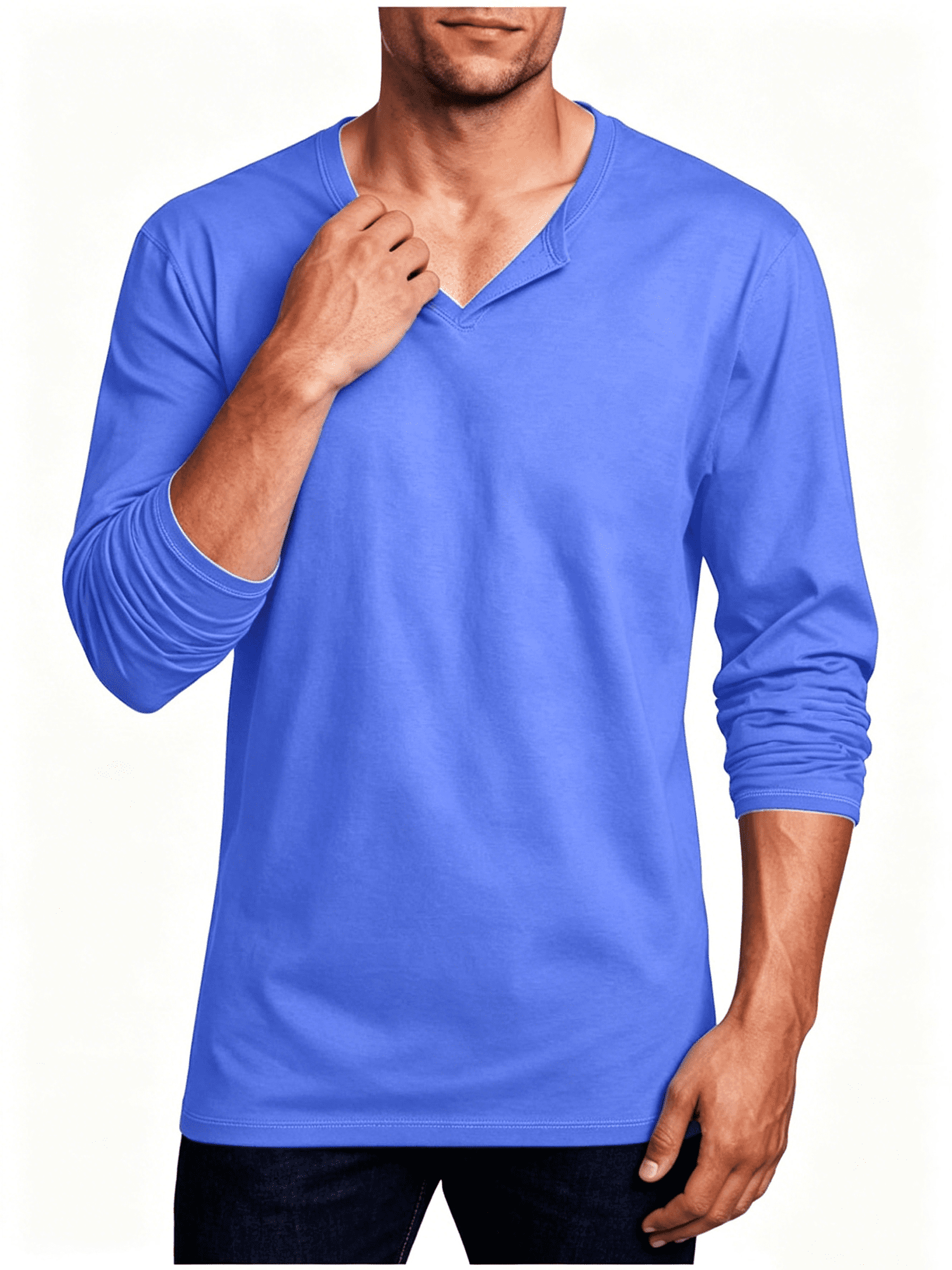 Busydd T Shirts for Man Trendy Versatile V Neck Long Sleeve Tee Shirts ...