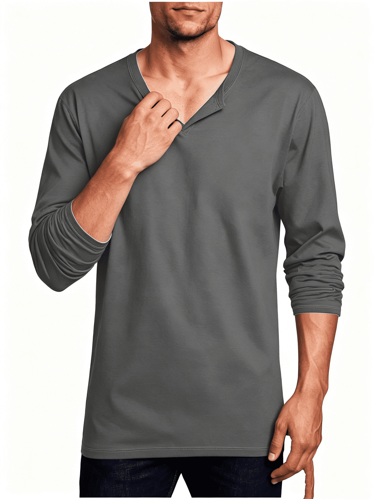 Busydd T Shirts for Man Trendy Versatile V Neck Long Sleeve Tee Shirts ...