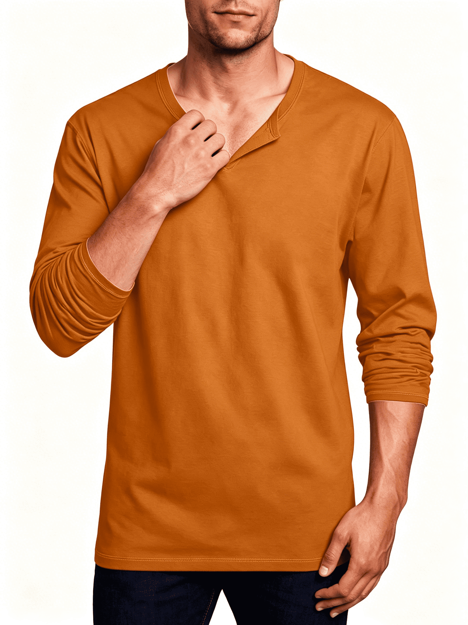 Busydd T Shirts for Man Trendy Versatile V Neck Long Sleeve Tee Shirts ...