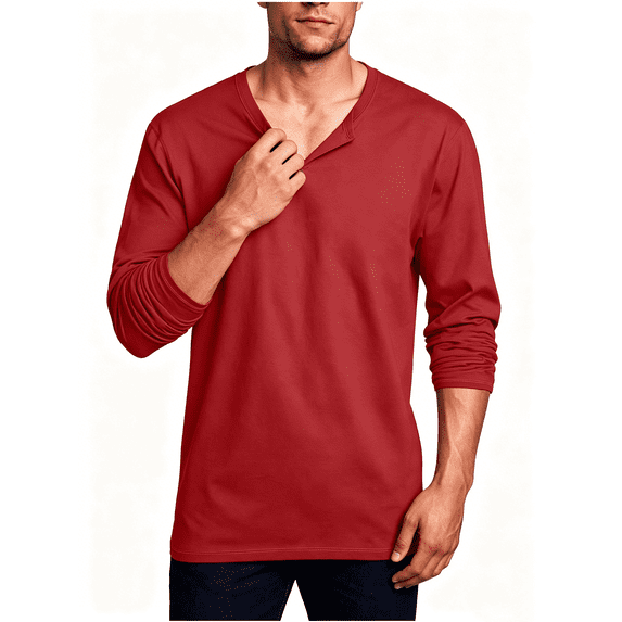 Busydd T Shirts for Man Trendy Versatile V Neck Long Sleeve Tee Shirts ...