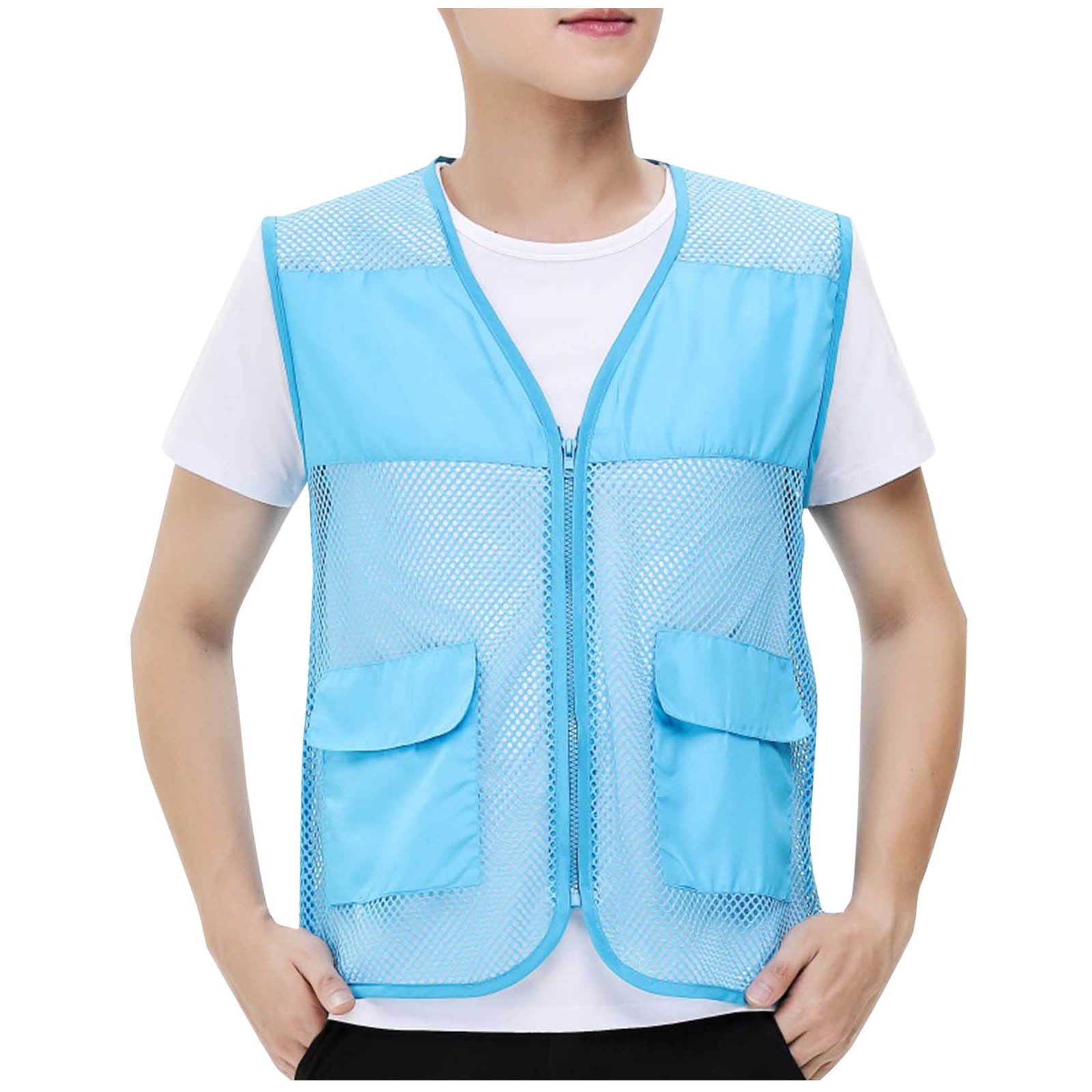 Busydd Tank Tops Men M-4XL Solid Color Zipper Tanks Summer Sleeveless V ...