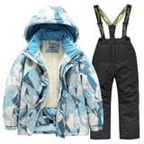 Busydd Toddler Ski Jacket and Pant Sets Fashion Warm Fleece Winter Coats Unisex Kids Two-Piece ...