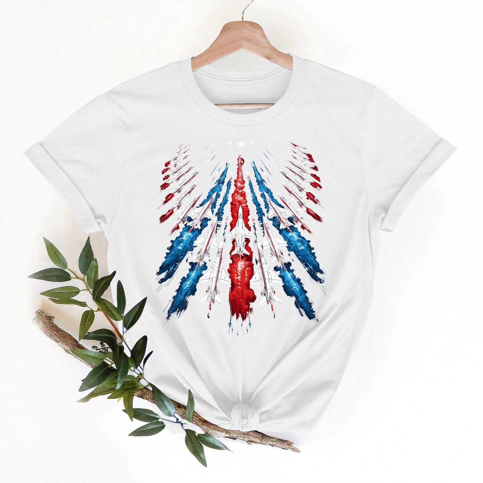 Busydd Tshirts Shirts for Women 4th of July American Flag Print Cotton ...