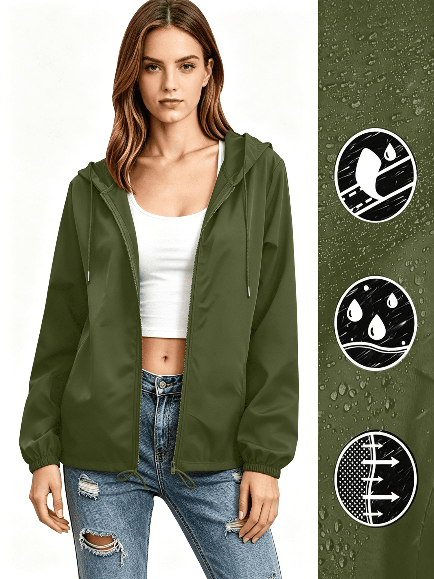 Busydd Windbreaker Jacket Women Trendy Lightweight Solid Colors Long ...