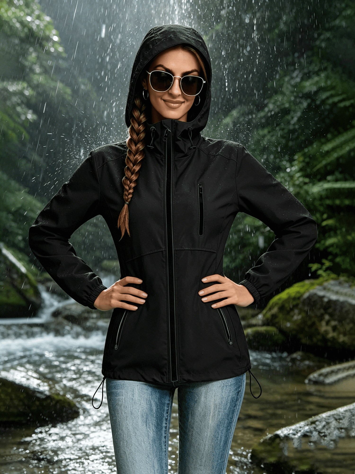 Busydd Windbreaker Jacket Women with Pockets Outdoor Windproof ...