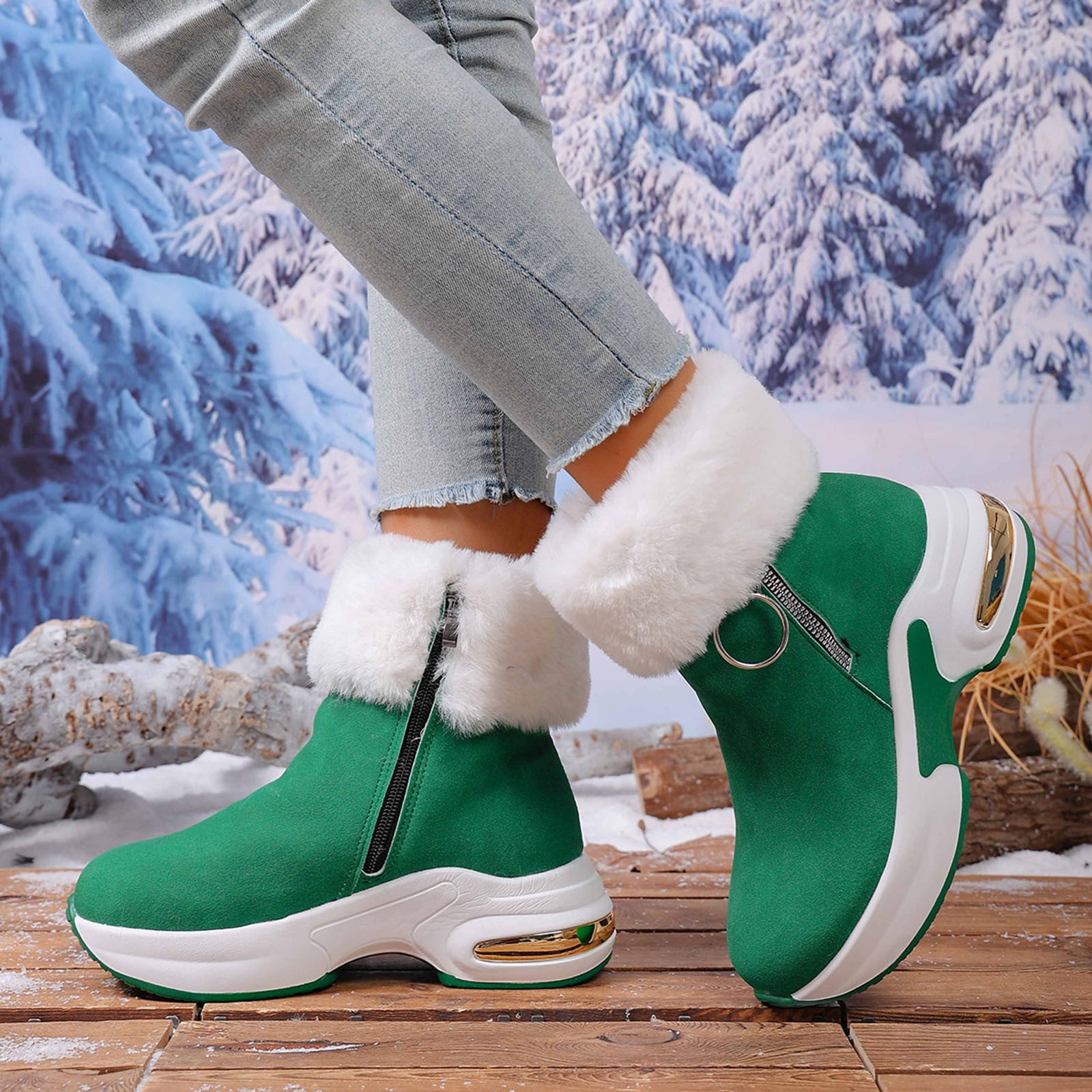 Busydd Winter Boots for Women Comfy Warm Fuzzy Snow Boots for Women ...