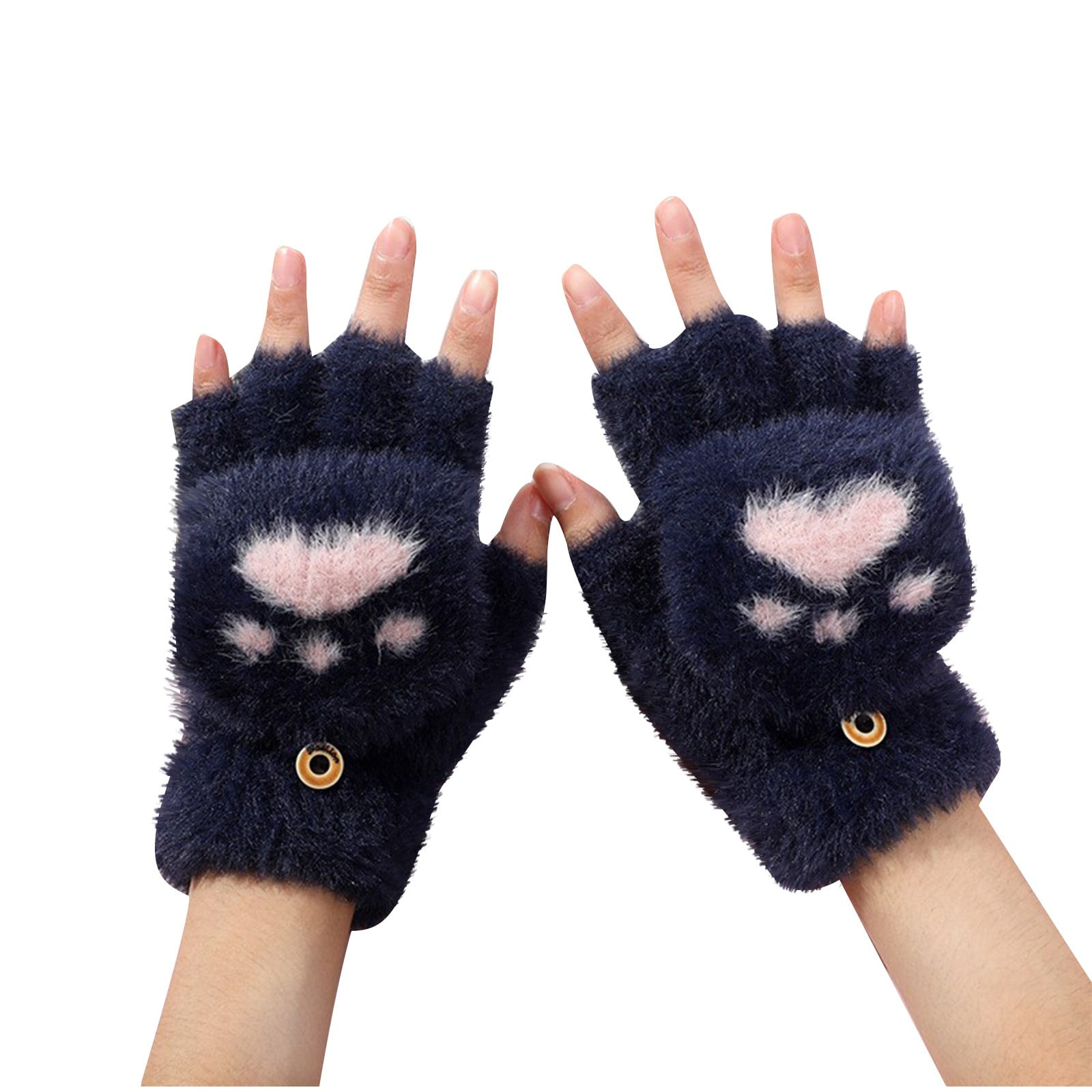 Busydd Winter Gloves for Women Fashion Cute Girls' Fingerless Gloves ...