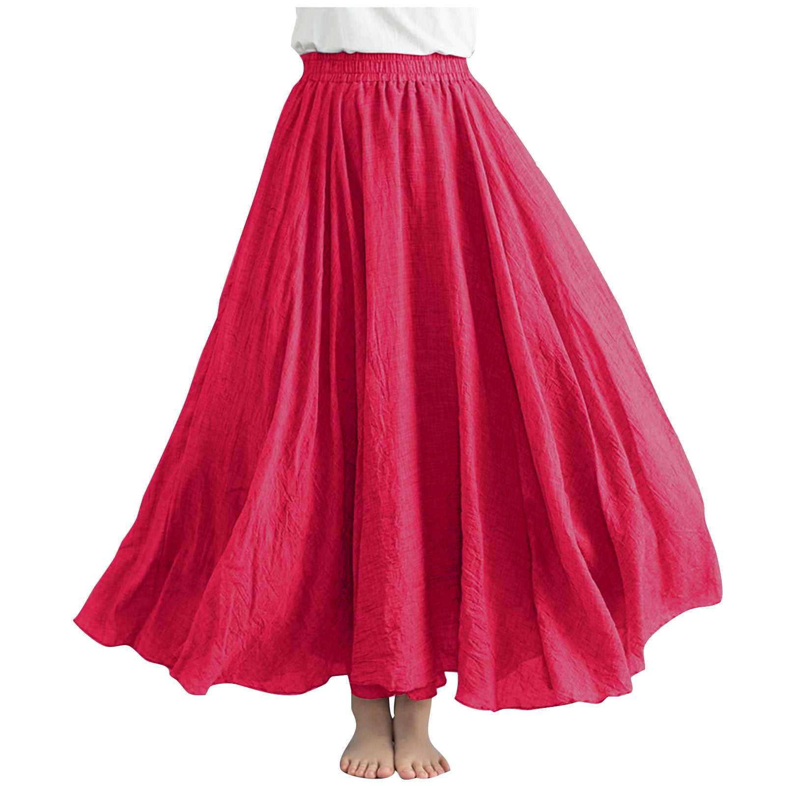 Busydd Womens Maxi Skirt Trendy Elastic Waist Boho Long Skirts for ...