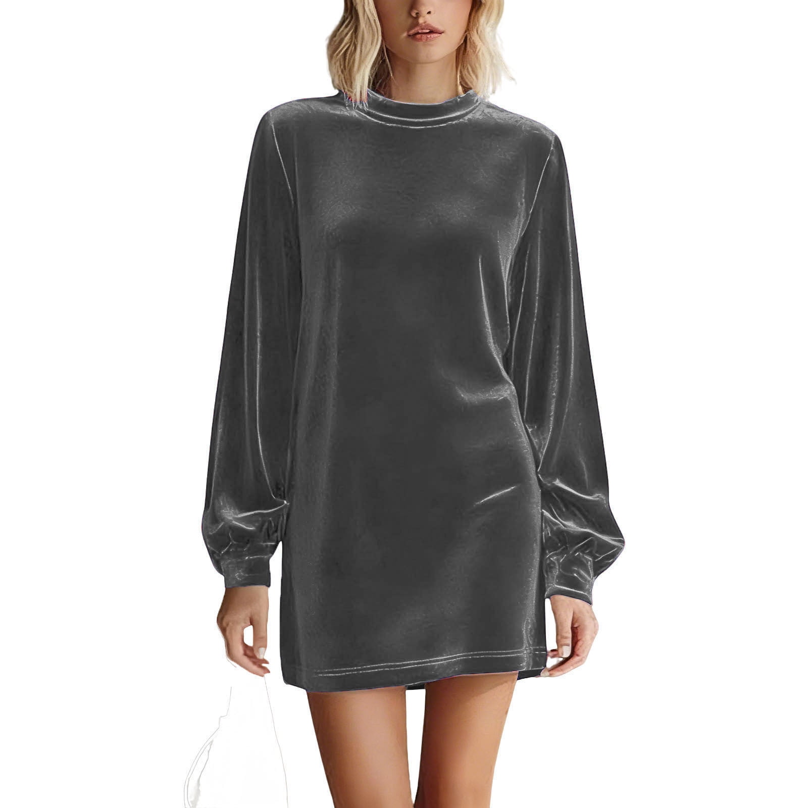 Busydd Women Dresses Round Neck Long Sleeve Dress for Women Fashion ...