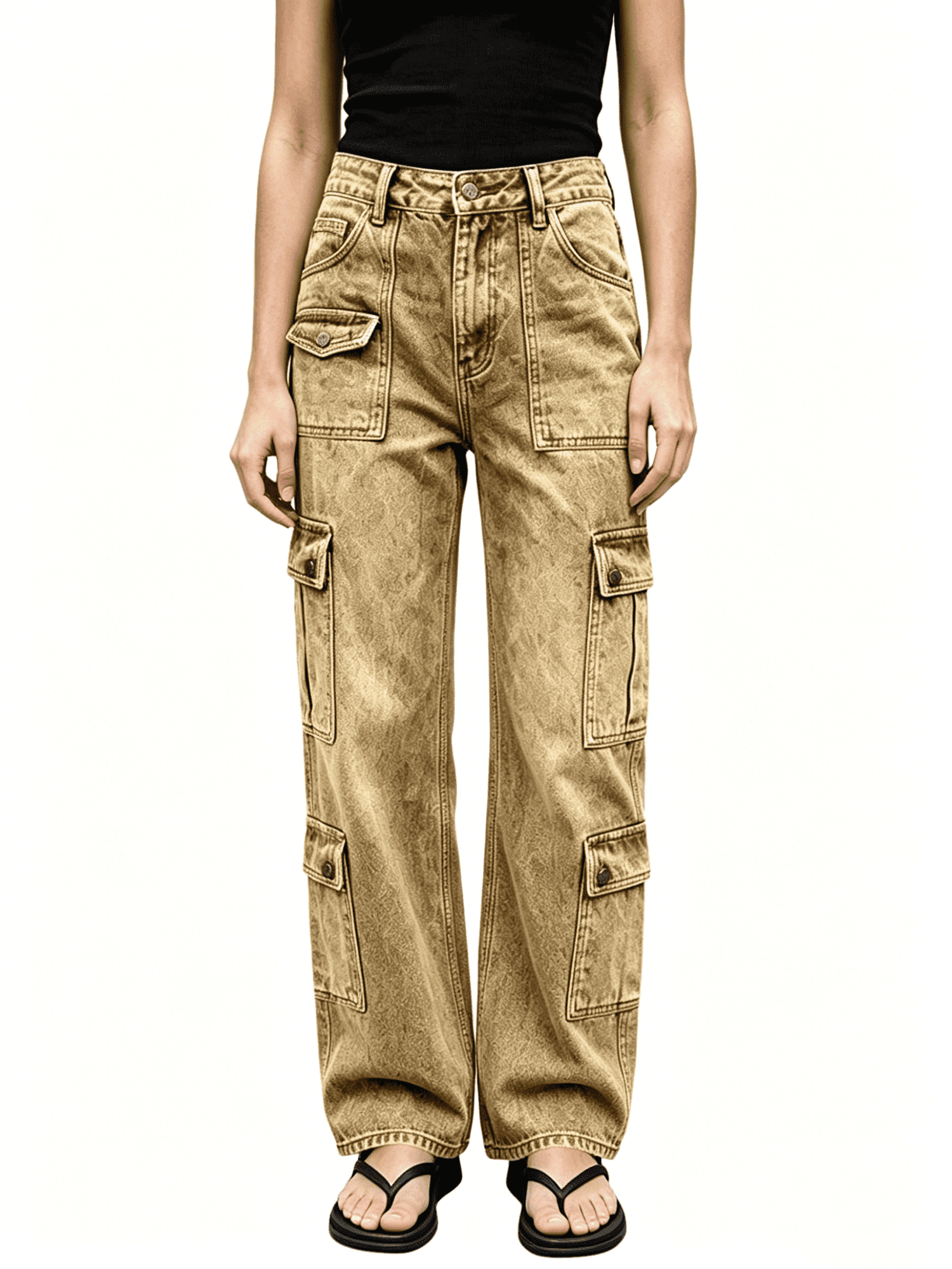 Busydd Women Jeans with Multiple Pockets Fashion Straight Leg Solid ...