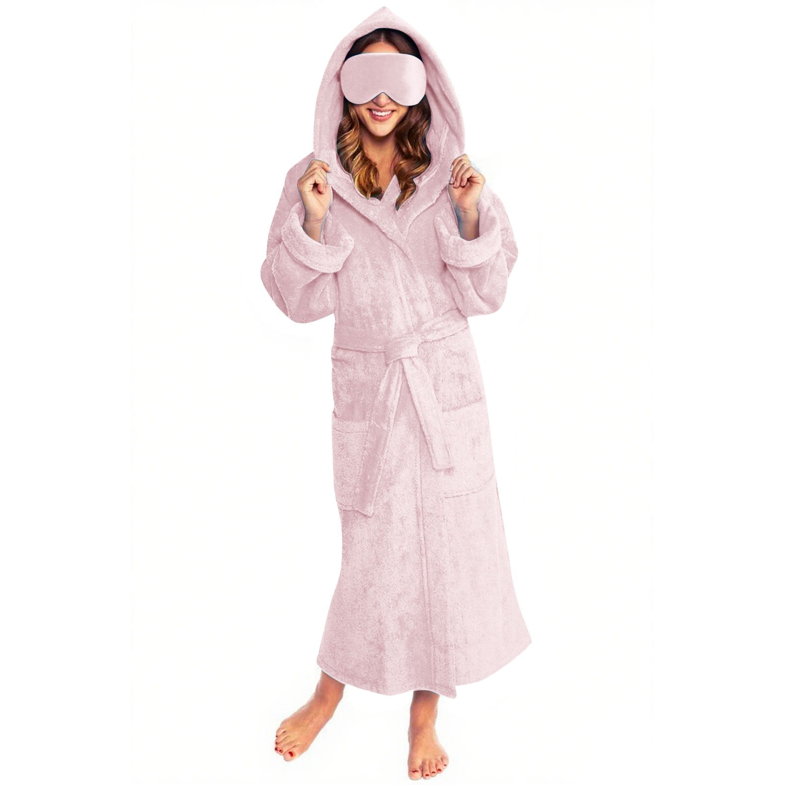 Busydd Women's Robes with Eye Mask Comfy Warm Plush Robes for Women ...