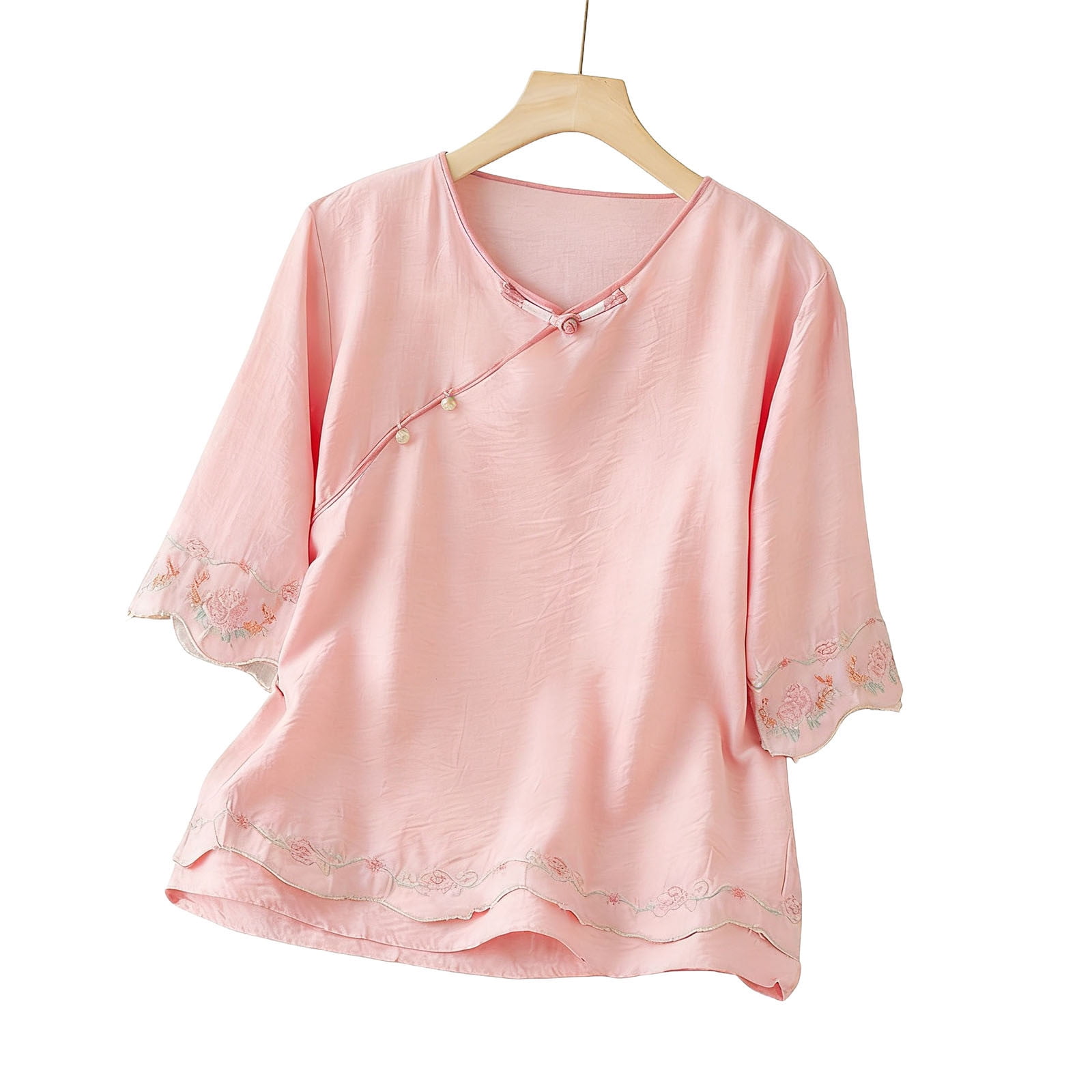 Busydd Women's Tops Fashion Solid Color Embroidery Womens Spring Tops ...