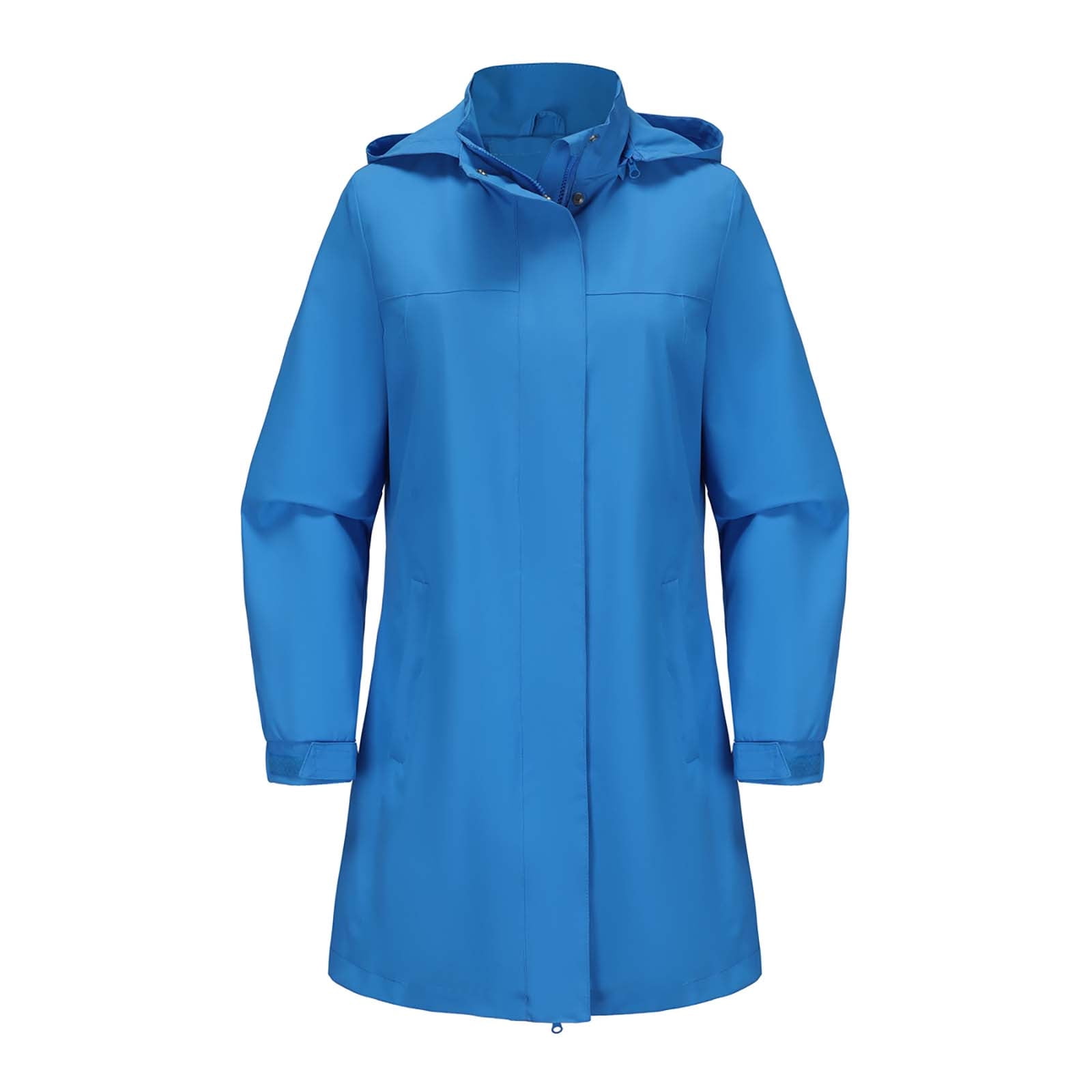 Busydd Women's Trench Coats Solid Color Zip Up Button Long Rain Coats ...