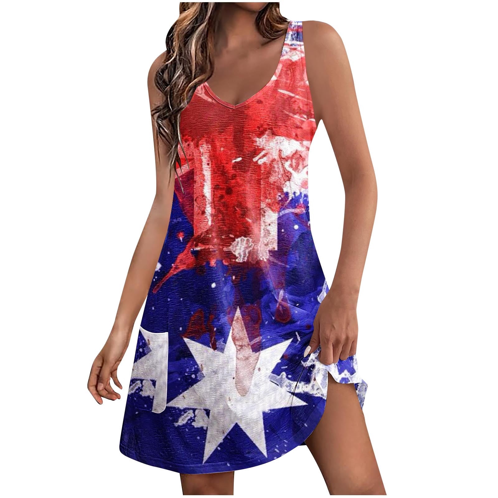 Busydd Womens 4th of July Dress Summer American Flag Graphic Sundresses ...