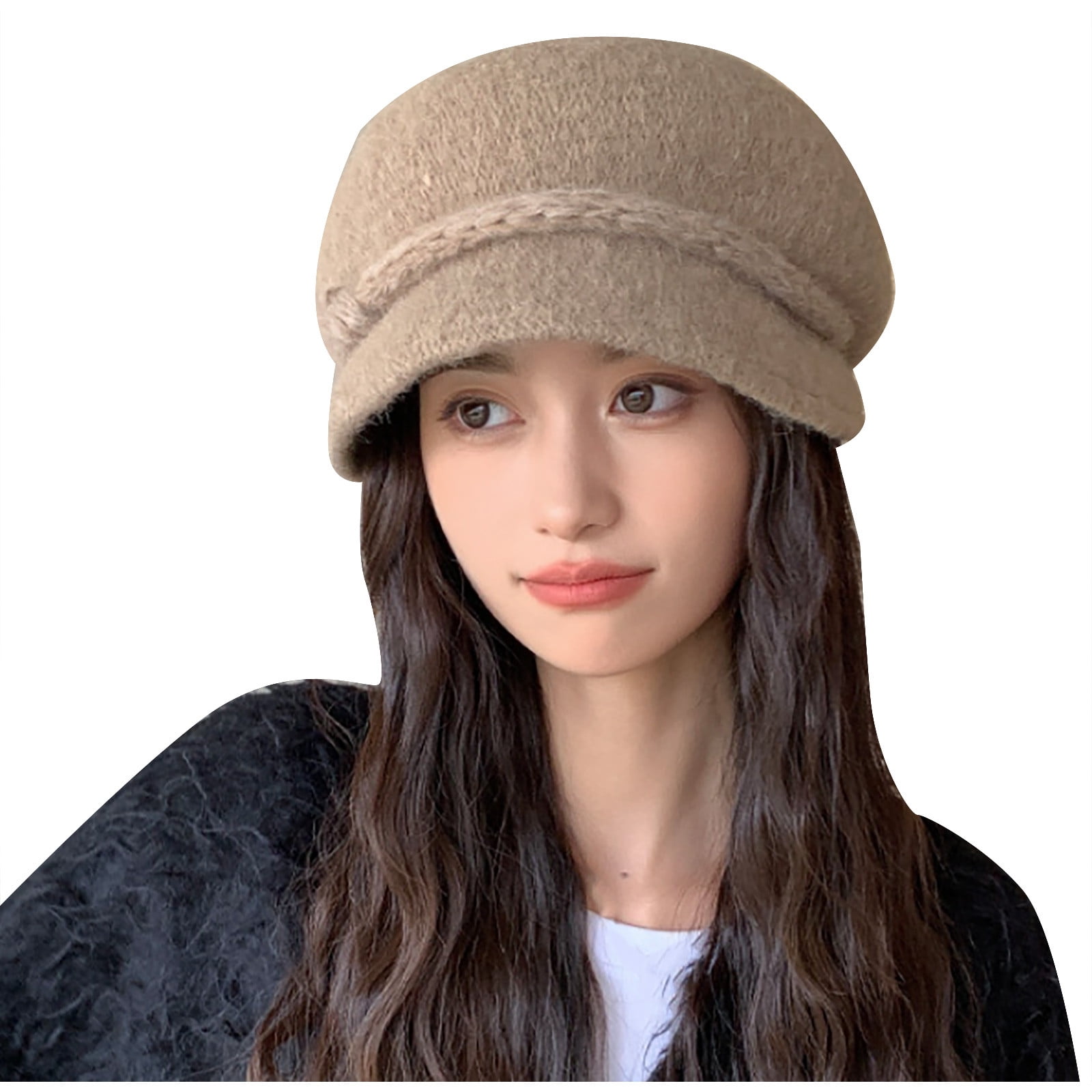 Busydd Womens Beret Hats Solid Color Warm Winter Hats Fashion Retro ...