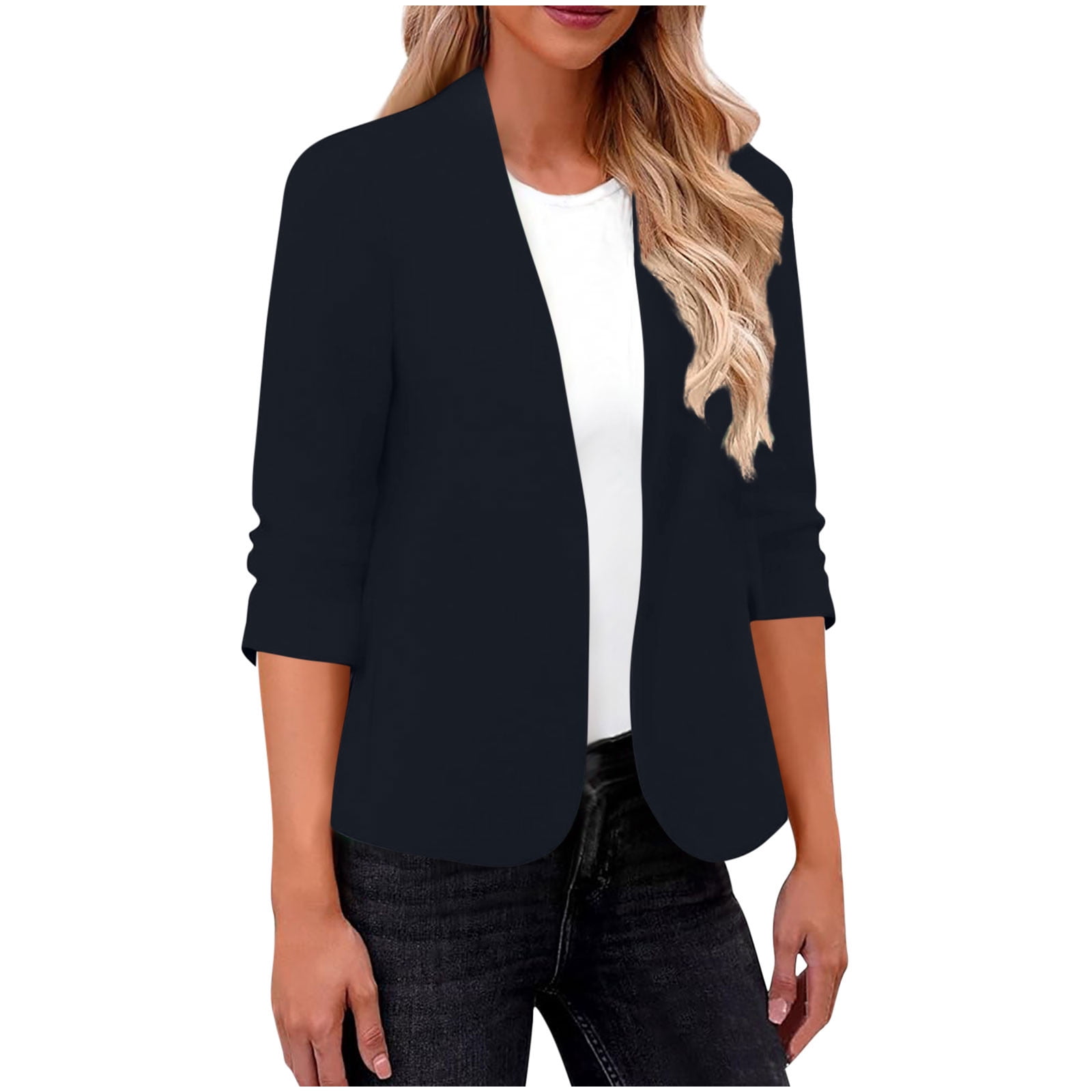 Busydd Womens Blazer Trendy Solid Color Open Front Suit Jackets for ...