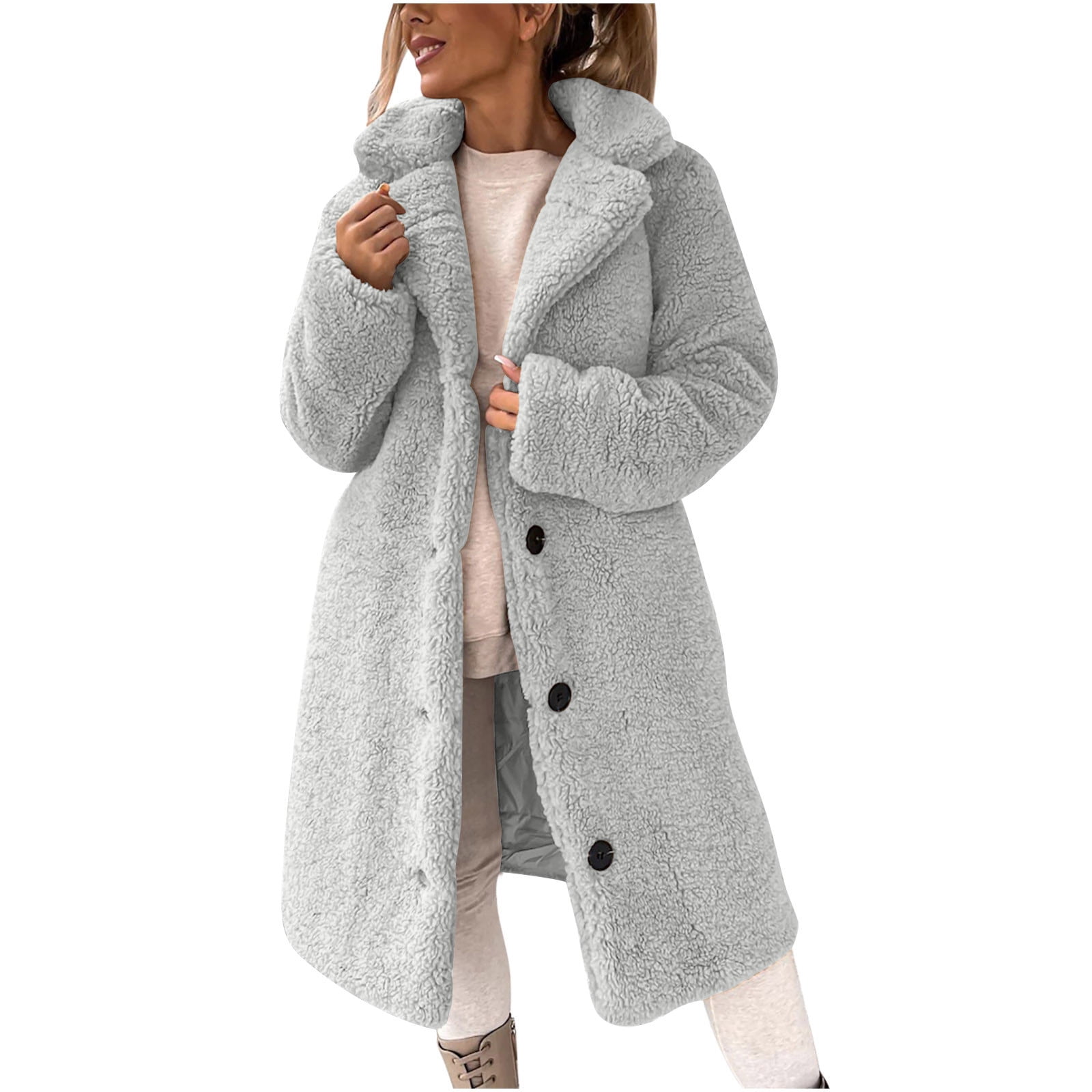 Busydd Womens Fleece Jacket Long Sleeve Warm Fuzzy Winter Coats for ...