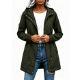 Busydd Womens Rain Jacket Casual Solid Color Long Sleeve Rain Coat ...