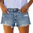 Busydd Womens Shorts Solid Color Ripped Denim Shorts Comfortable Casual ...