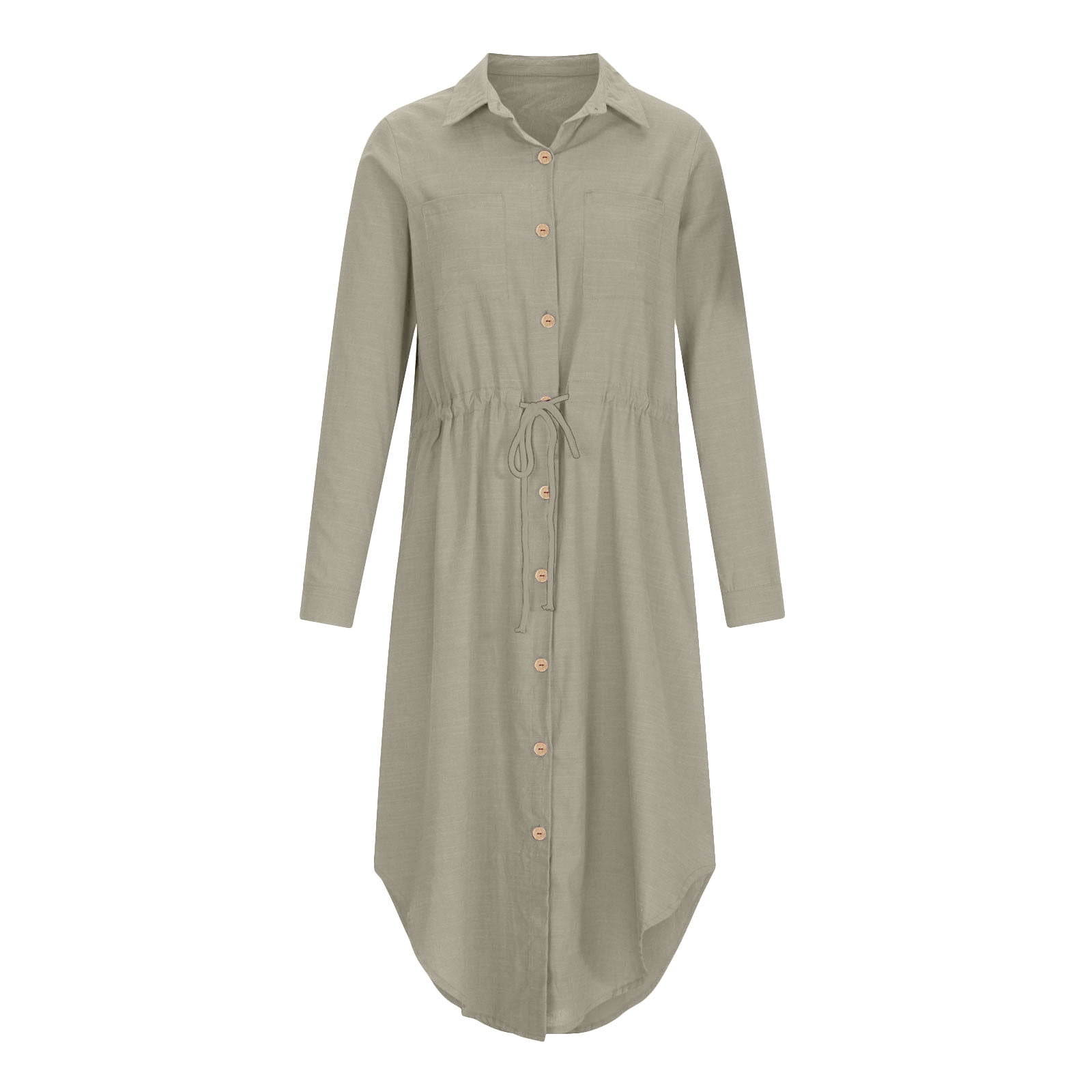 Busydd Womens Summer Dresses Cotton Linen Button Down Short Sleeve ...