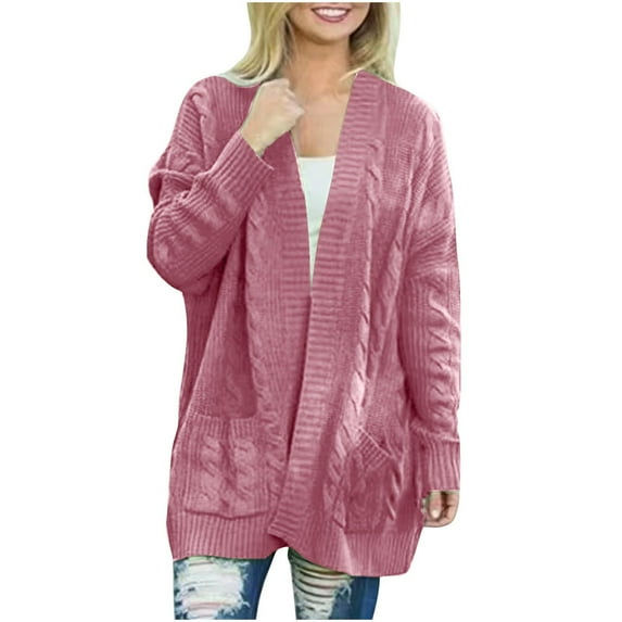 Busydd Womens Sweaters Open Front Cable Knit Cardigan Sweaters for ...