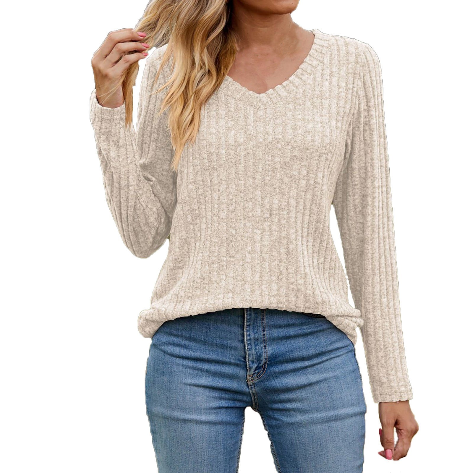 Busydd Womens Sweatshirts Fashion Ribbed Long Sleeve Shirts for Women ...