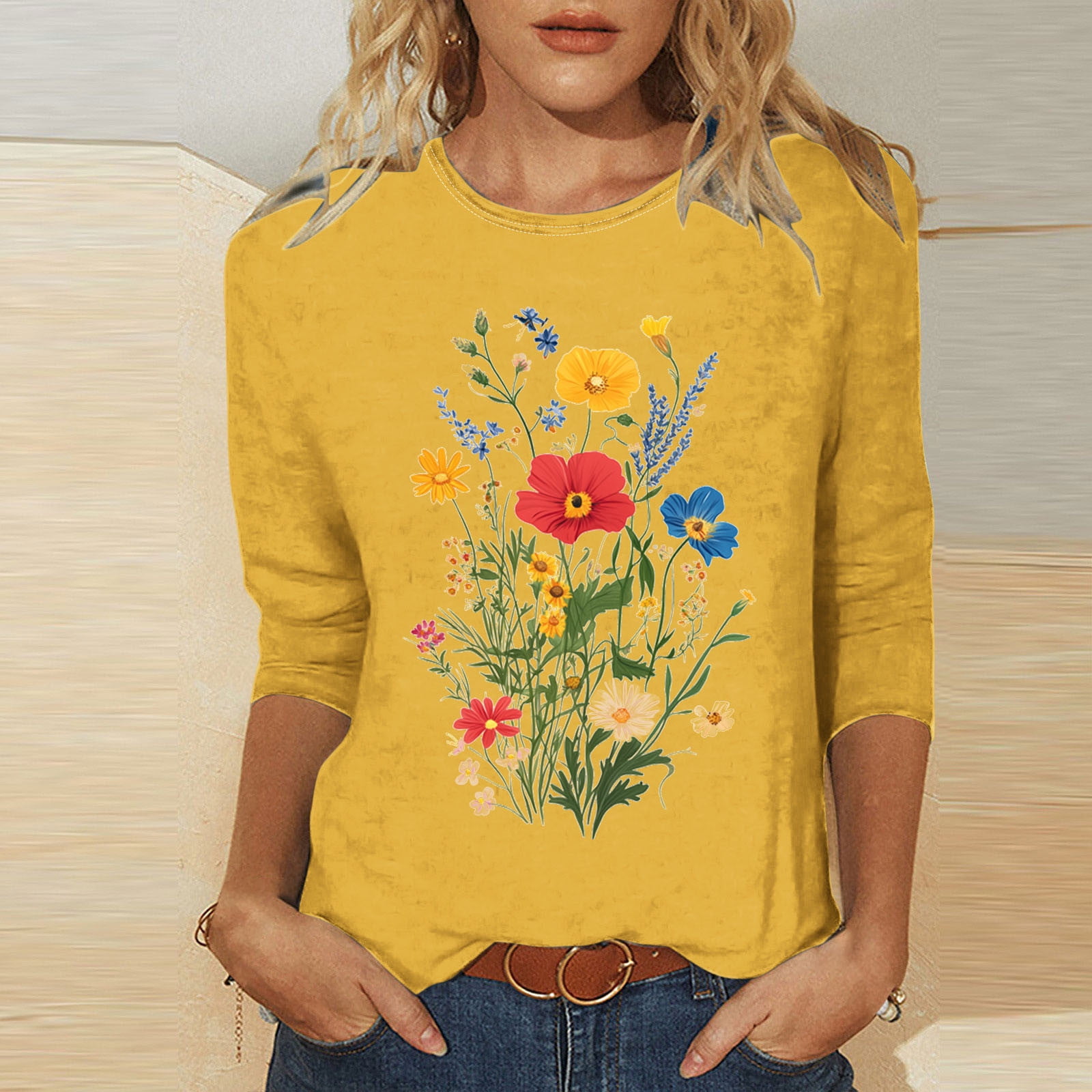 Busydd Womens Tops Casual 3/4 Lenght Sleeve Going Out Tops for Women ...