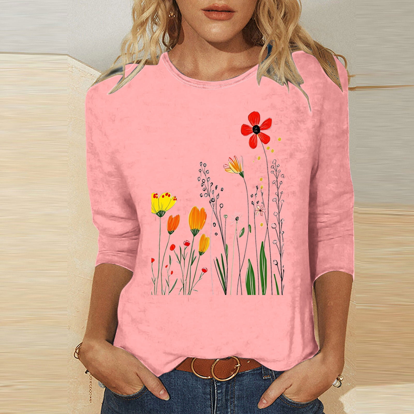 Busydd Womens Tops Casual 3/4 Lenght Sleeve Going Out Tops for Women ...